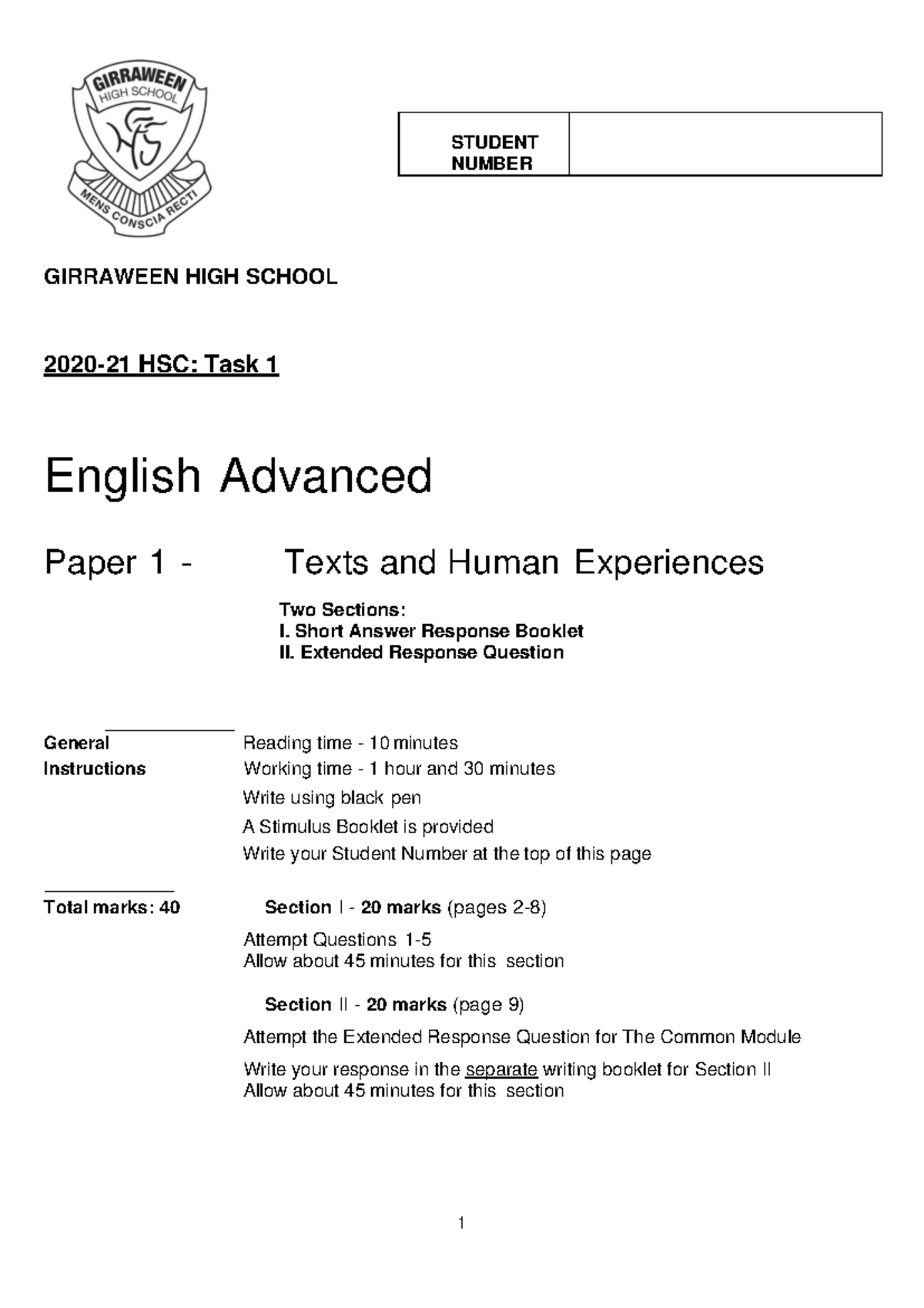 2020-21 HSC Section I questions v2 - GIRRAWEEN HIGH SCHOOL 2020-21 HSC ...