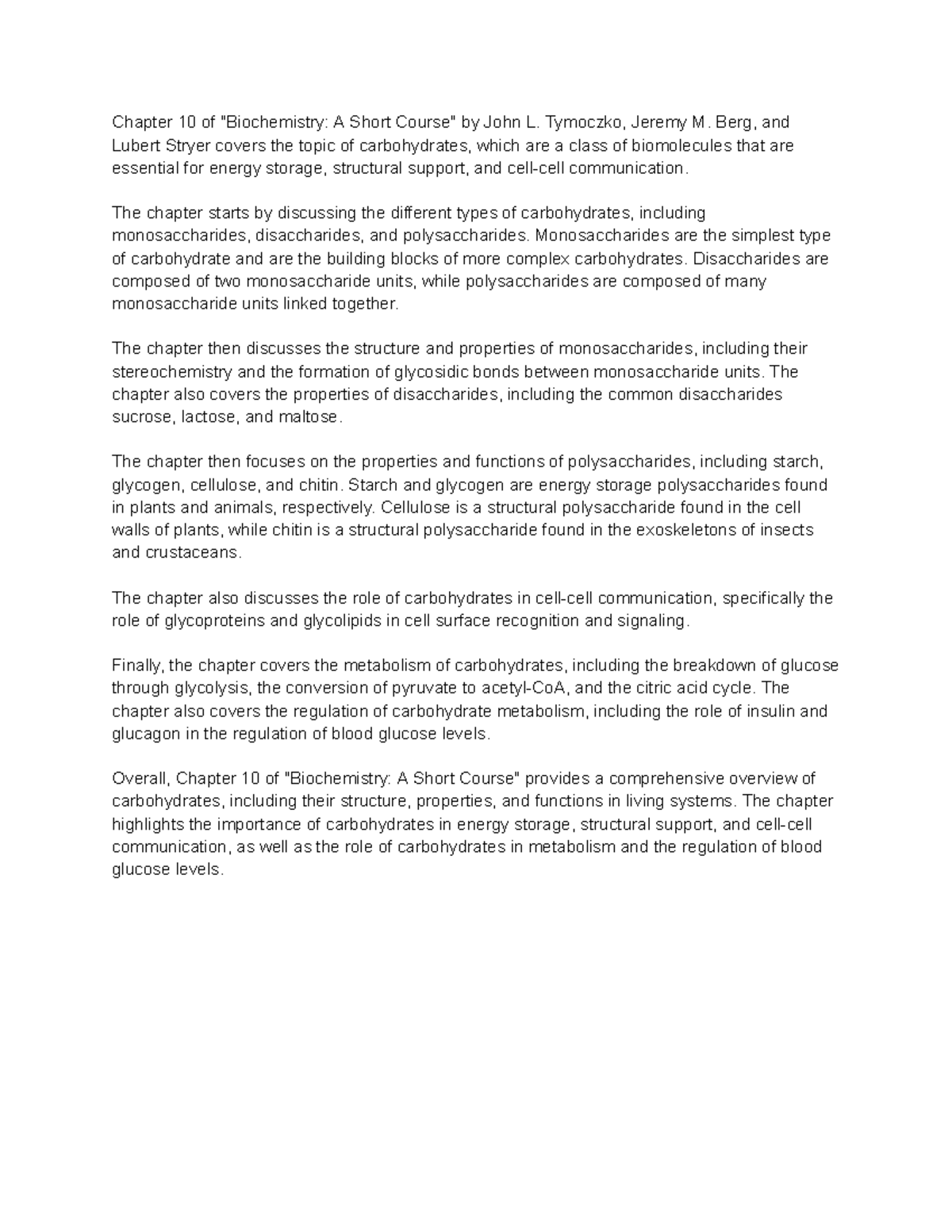 Biochem 10 - lecture 10 - Chapter 10 of "Biochemistry: A Short Course ...