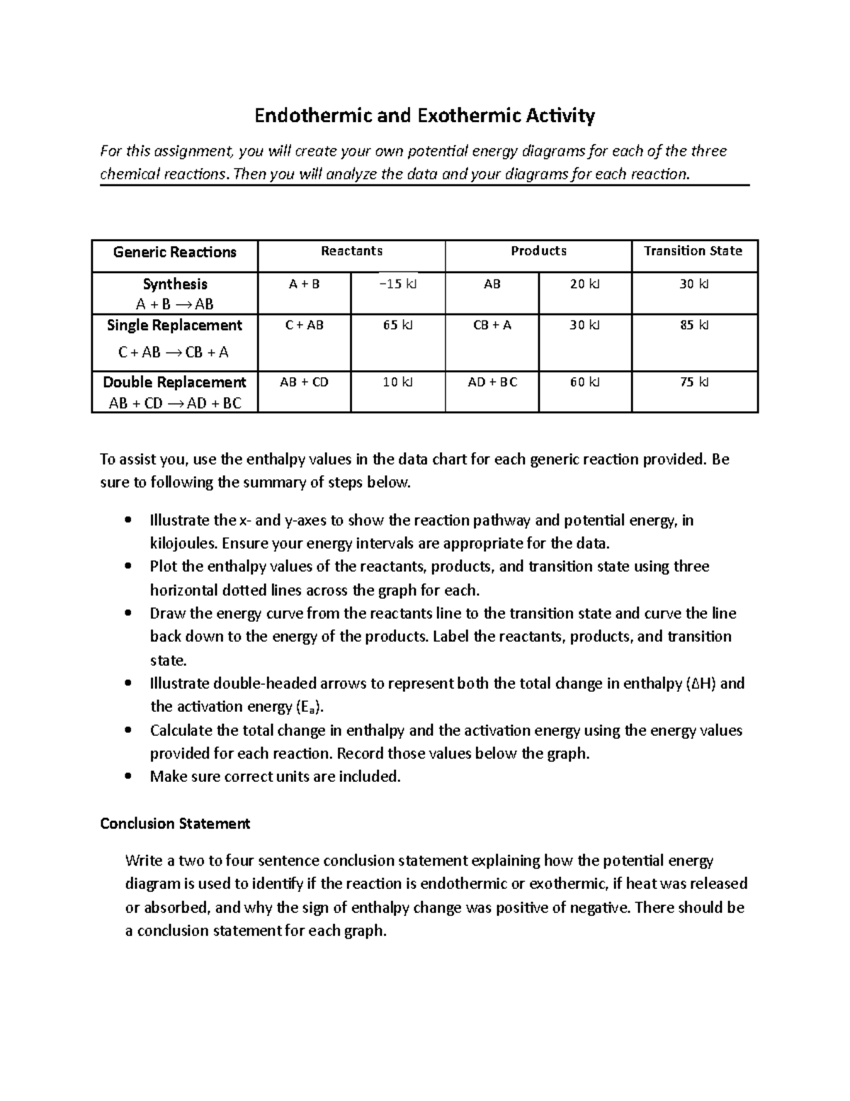 Exo lab activity - rdghh - Endothermic and Exothermic Activity For this ...