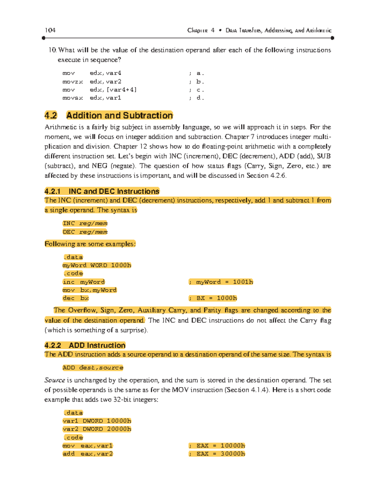 4.2 Addition and Subtraction 4.3 Data related operators - 104 Chapter 4 ...