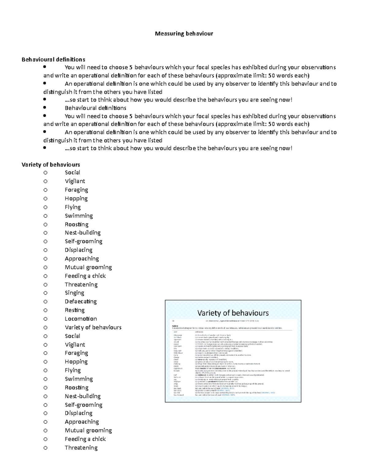 Measuring behaviour - Lecture notes 11 - Measuring behaviour ...