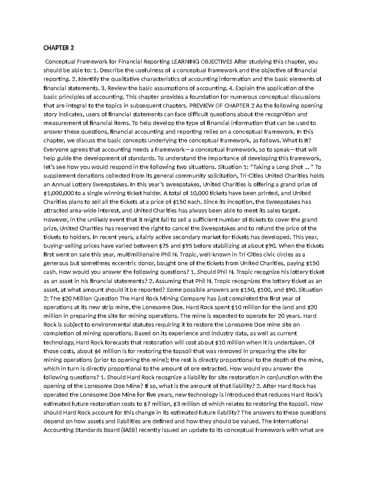 Intermidiate Accounting Chapter 2 - CHAPTER 2 Conceptual Framework for Financial Reporting ...