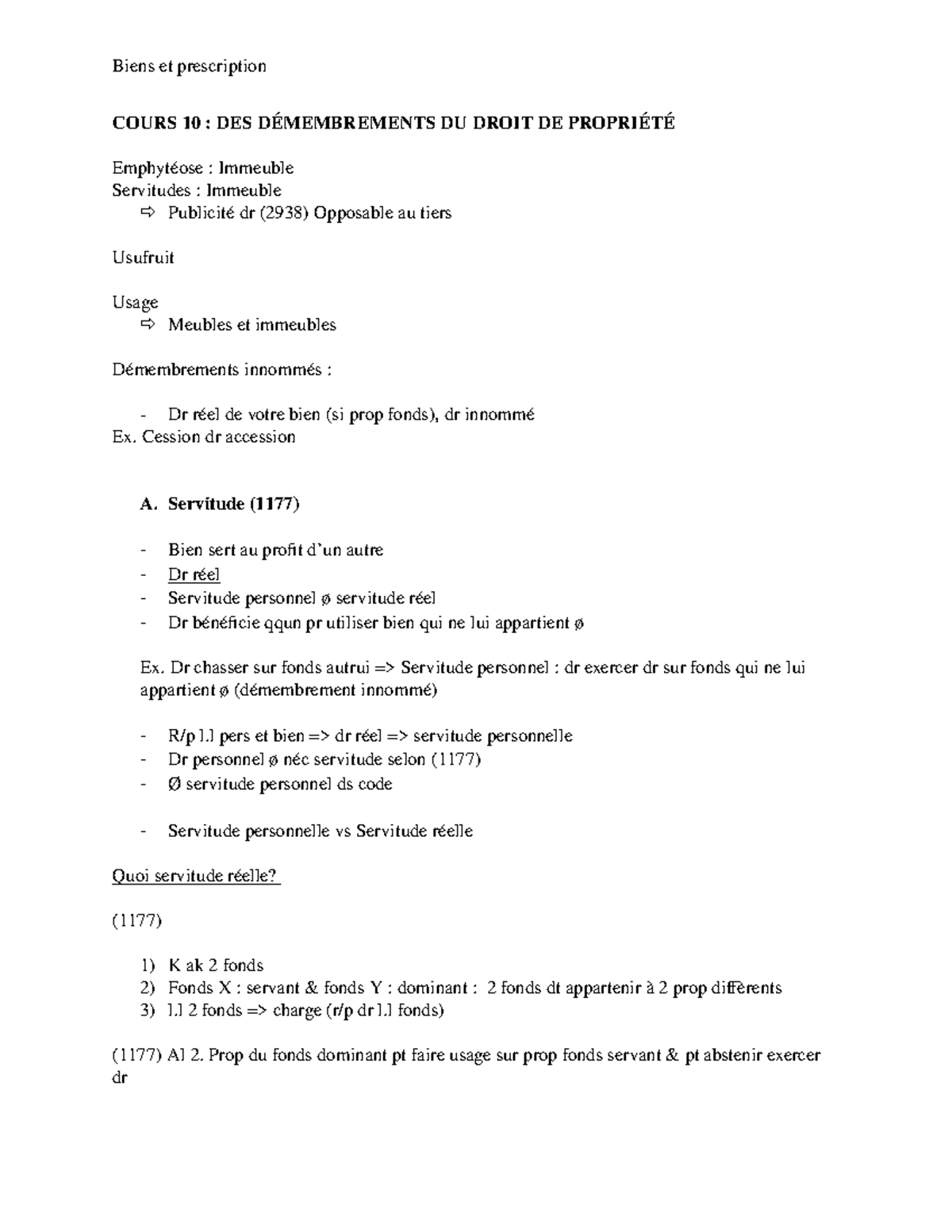 Cours 10 - Mathieu Devinat - COURS 10 : DES DÉMEMBREMENTS DU DROIT DE ...