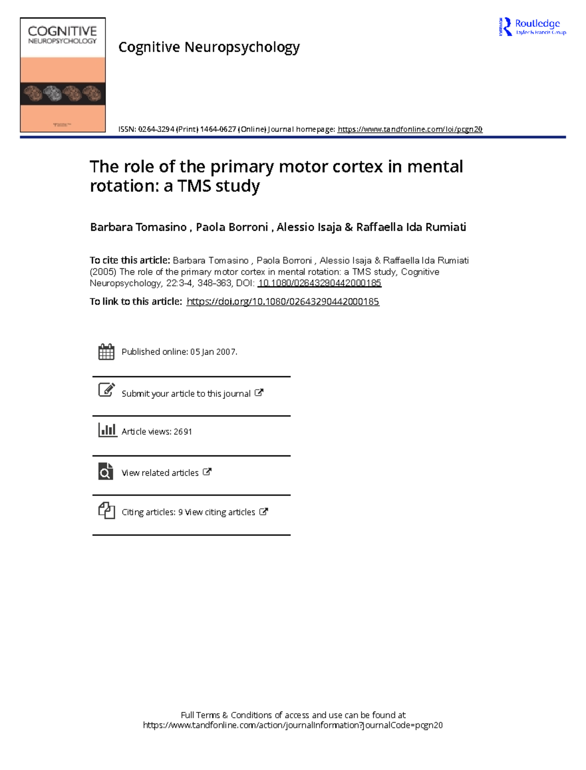 The role of the primary motor cortex in mental rotation a TMS study ...