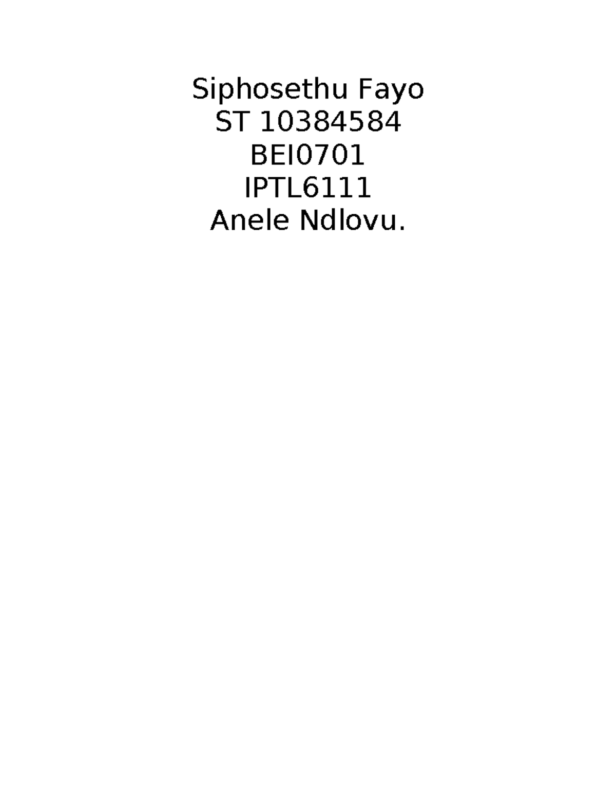 ST 10384584 IPTL6111 teaching and learning - Siphosethu Fayo ST ...