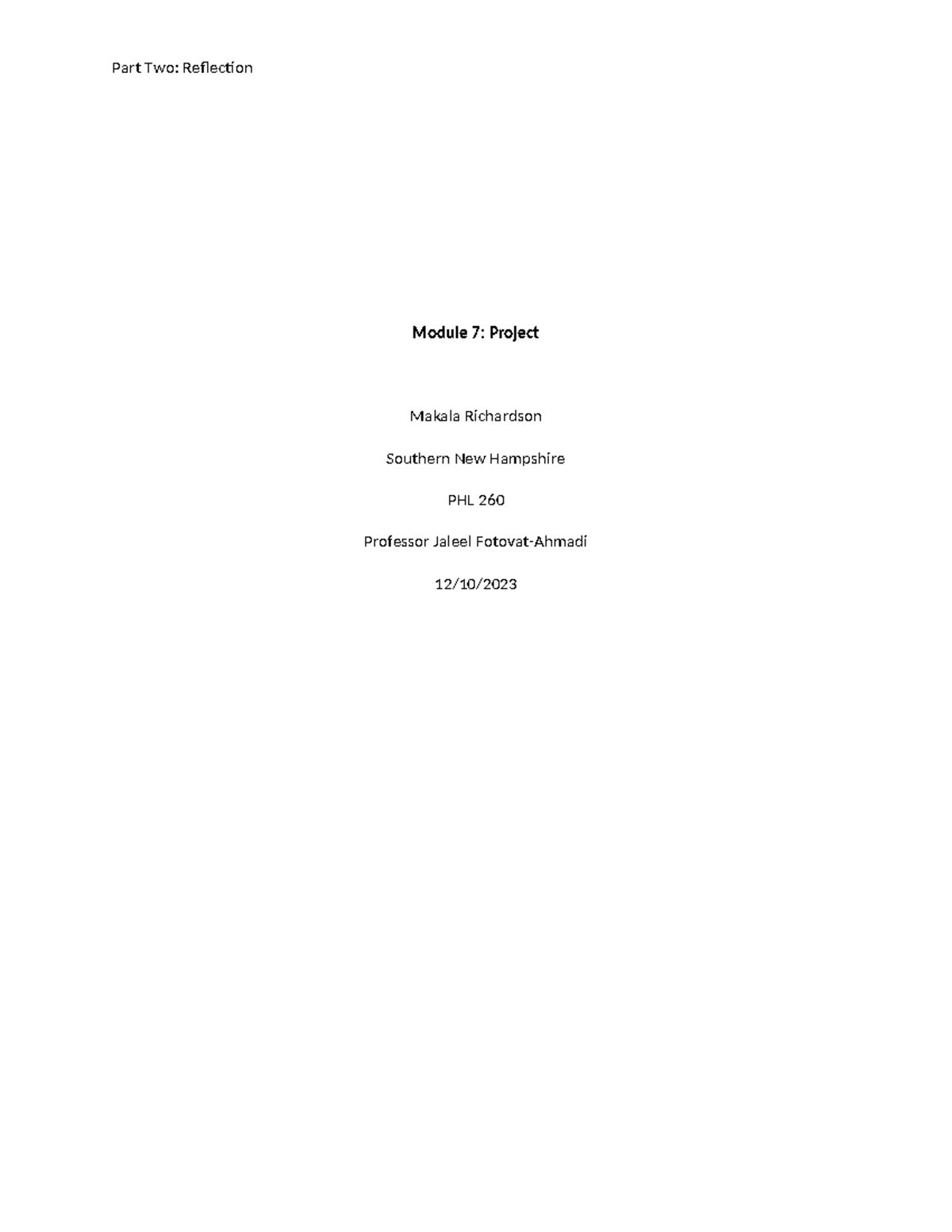 Module 7 project completed - Part Two: Reflection Module 7: Project ...