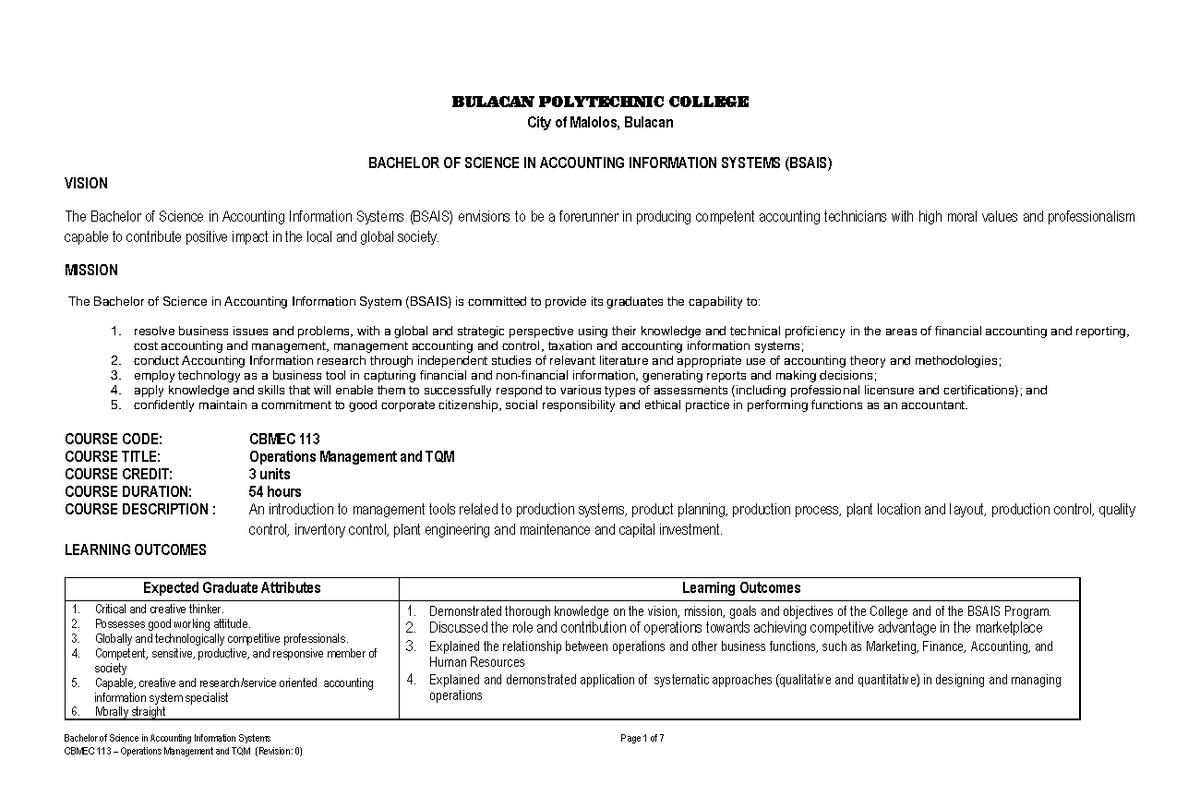 total quality management - Bachelor of Science in Accounting ...