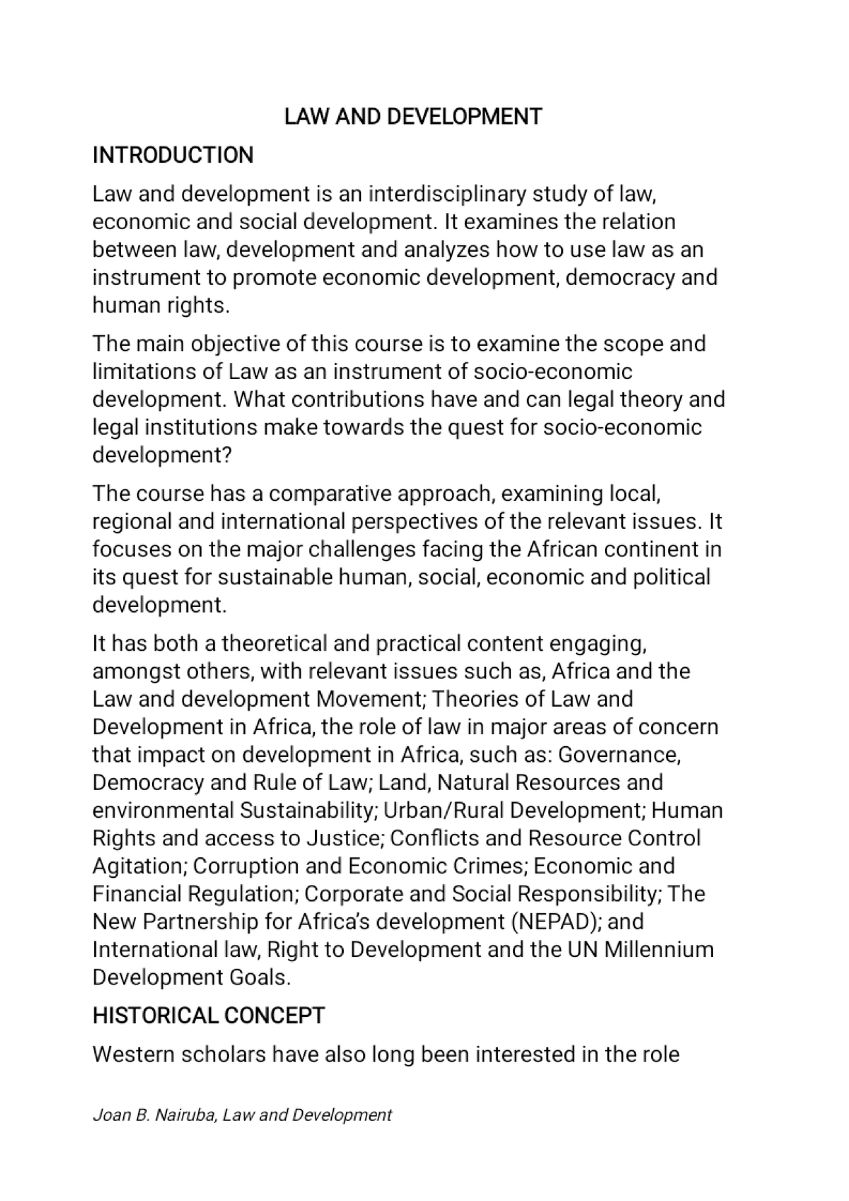 LAW AND Development Complete SET OF Notes - LAW AND DEVELOPMENT ...