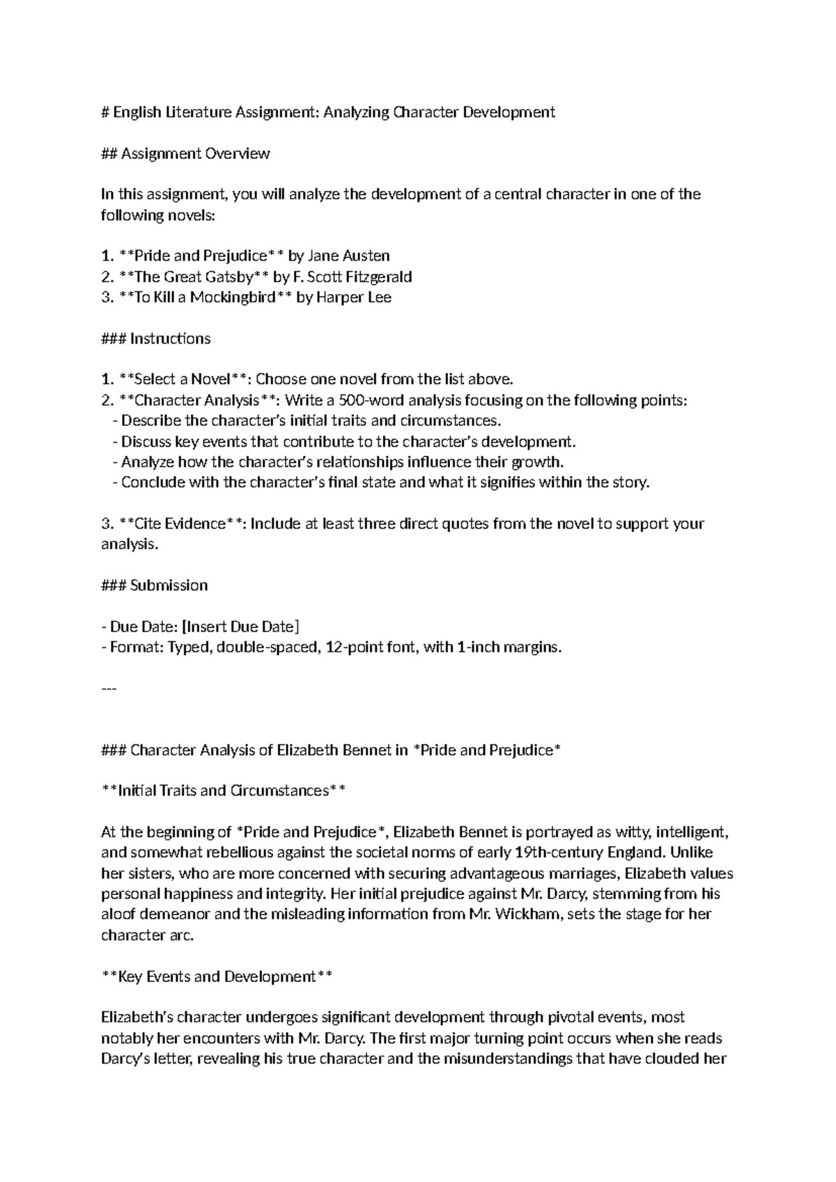 English Literature Assignment - Scott Fitzgerald To Kill a Mockingbird ...