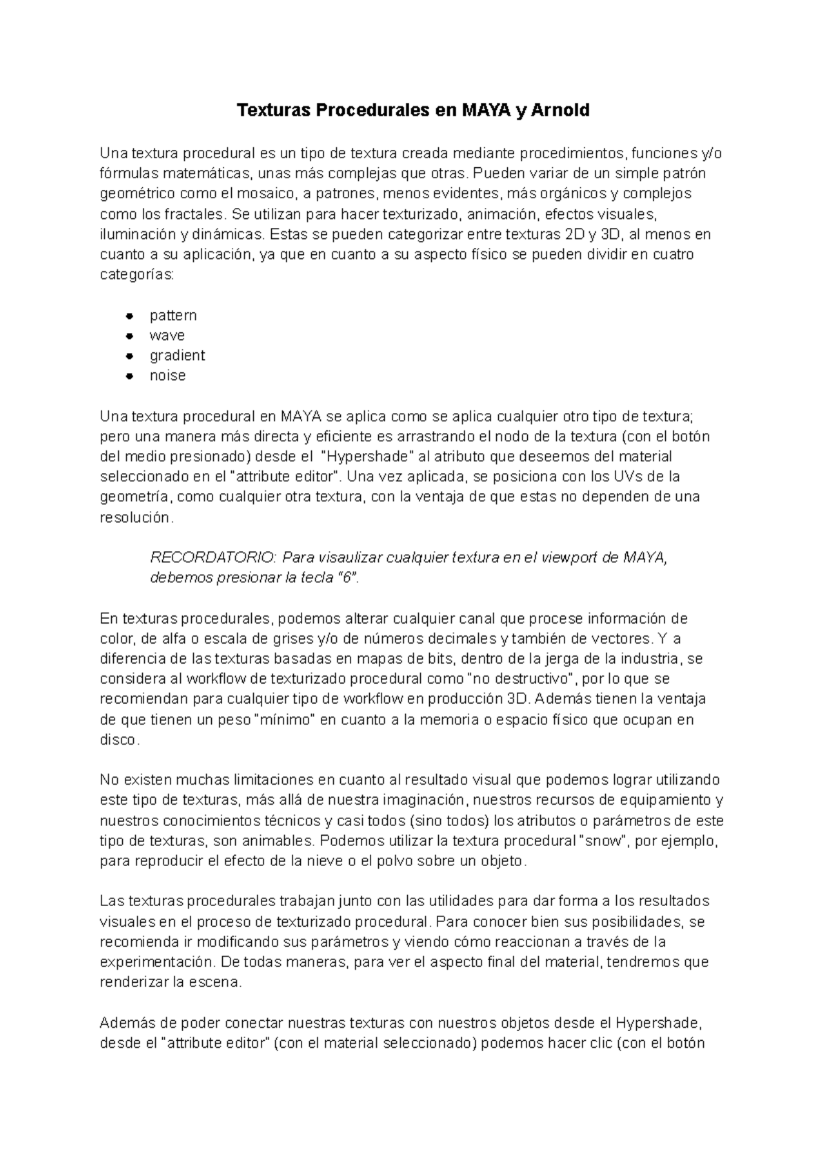 3 - Texturas procedurales de MAYA y Arnold - Texturas Procedurales en ...