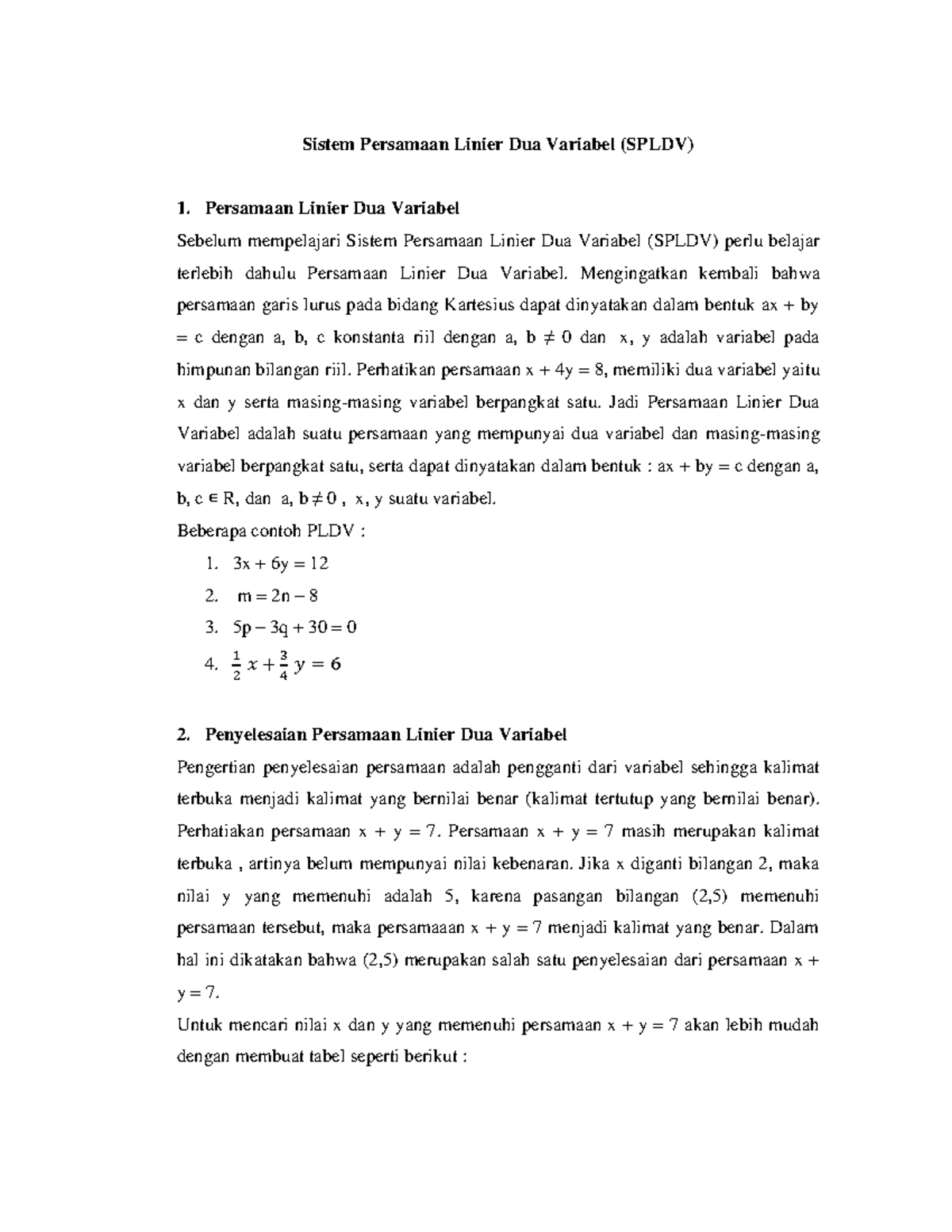 5. sitem persamaan linear dua variabel - Sistem Persamaan Linier Dua ...
