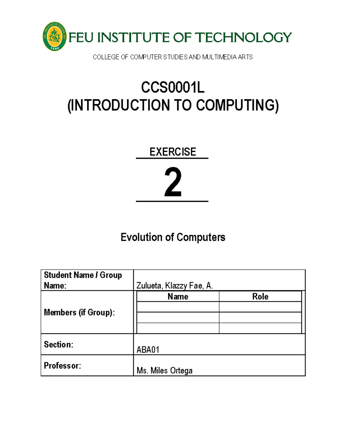 Evolution of Computers Formative Assessment - COLLEGE OF COMPUTER ...