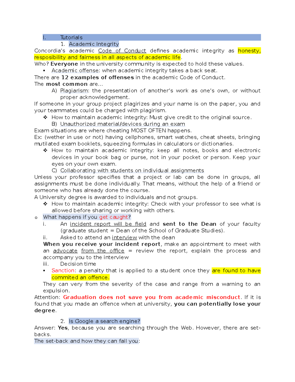 Tutorials - Notes for tutorial videos - I. Tutorials 1. Academic ...