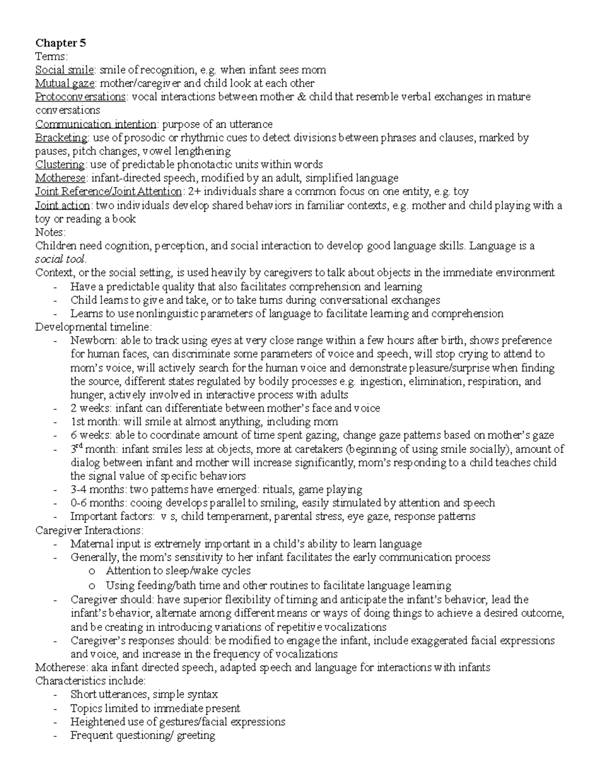 Notes Module 2 LD - Chapter 5 Terms: Social smile: smile of recognition ...