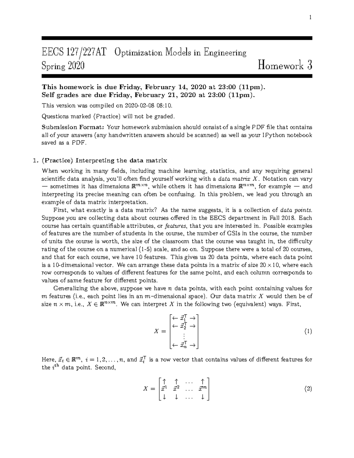 Prob3 - Homework 3 - EECS 127/227AT Optimization Models in Engineering Spring 2020 Homework 3 ...