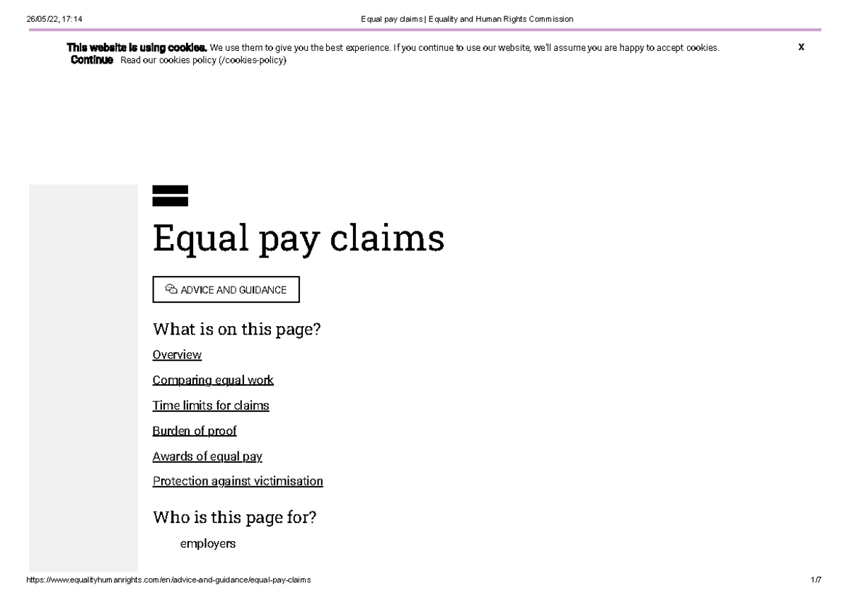 Equal pay claims Equality and Human Rights Commission - This website is ...