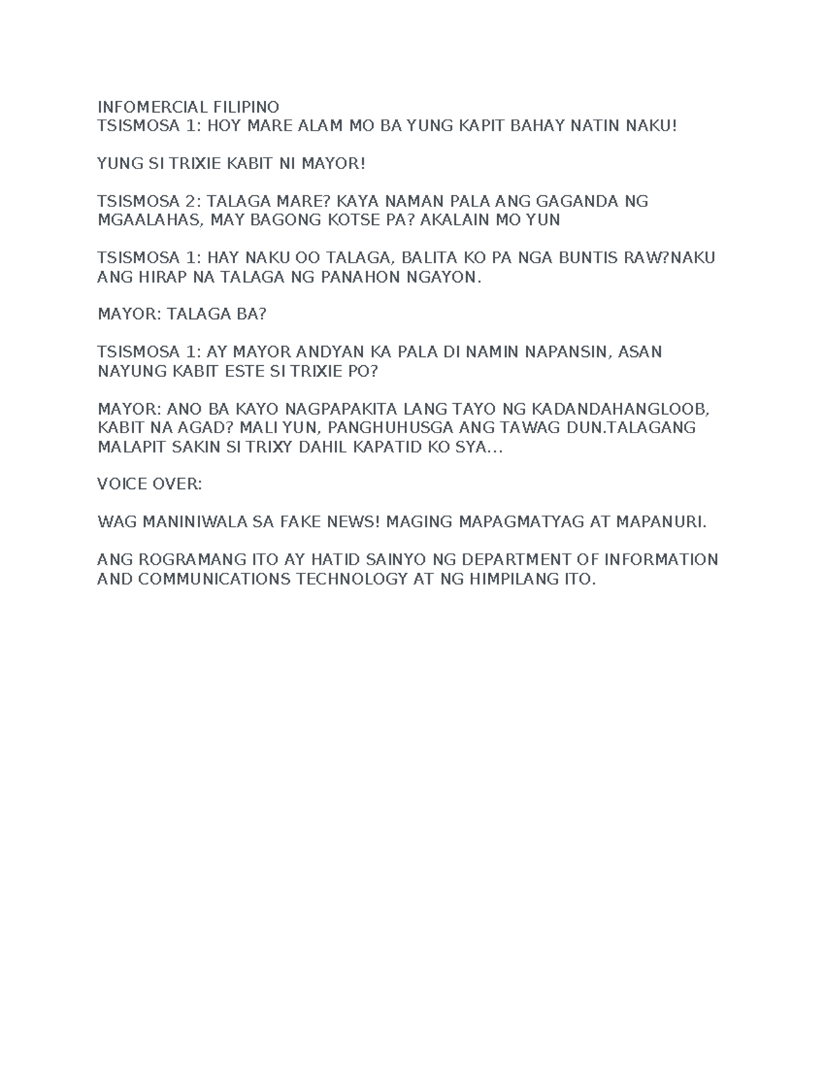 Infomercial Filipino - thank you - INFOMERCIAL FILIPINO TSISMOSA 1: HOY ...