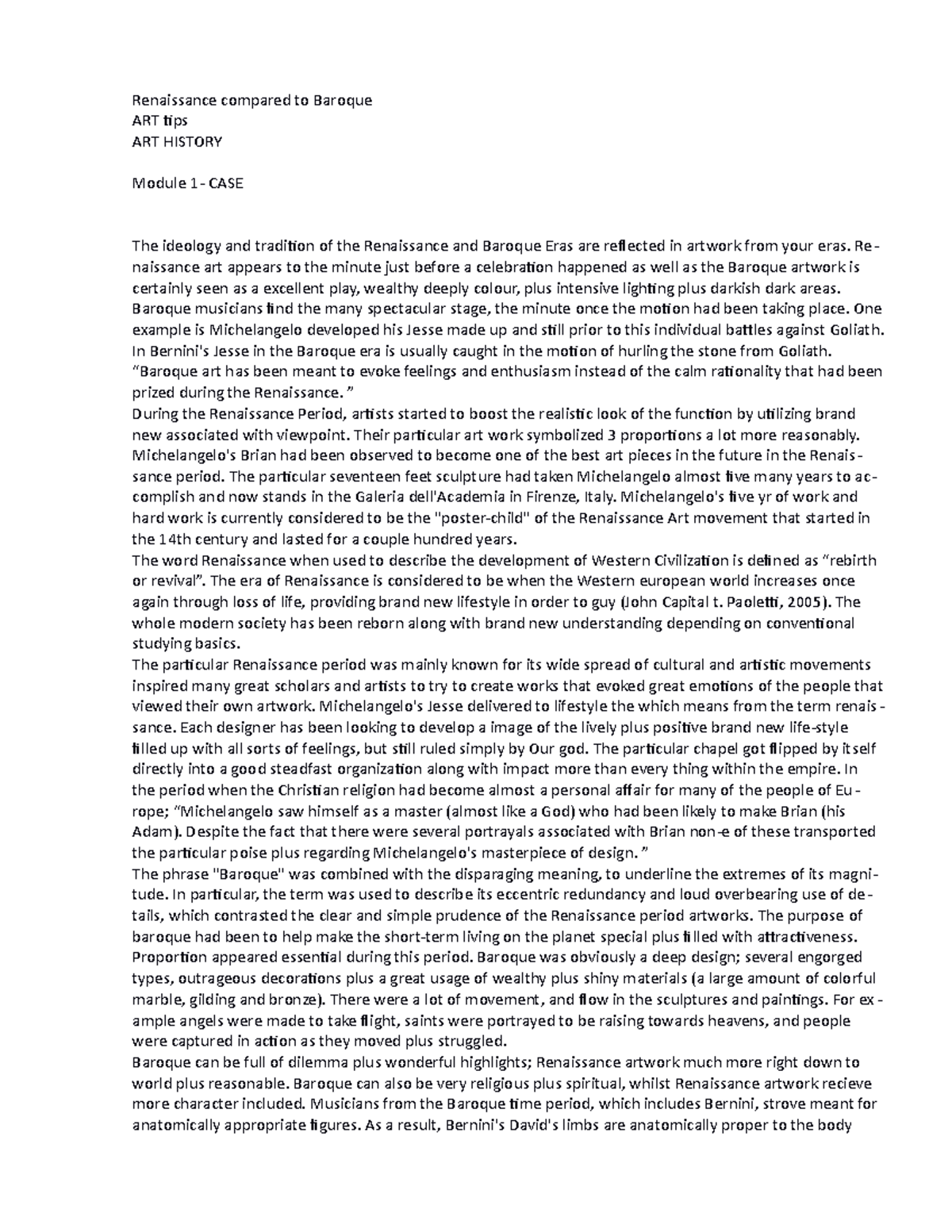 ART 101 Renaissance vs Baroque - Renaissance compared to Baroque ART ...