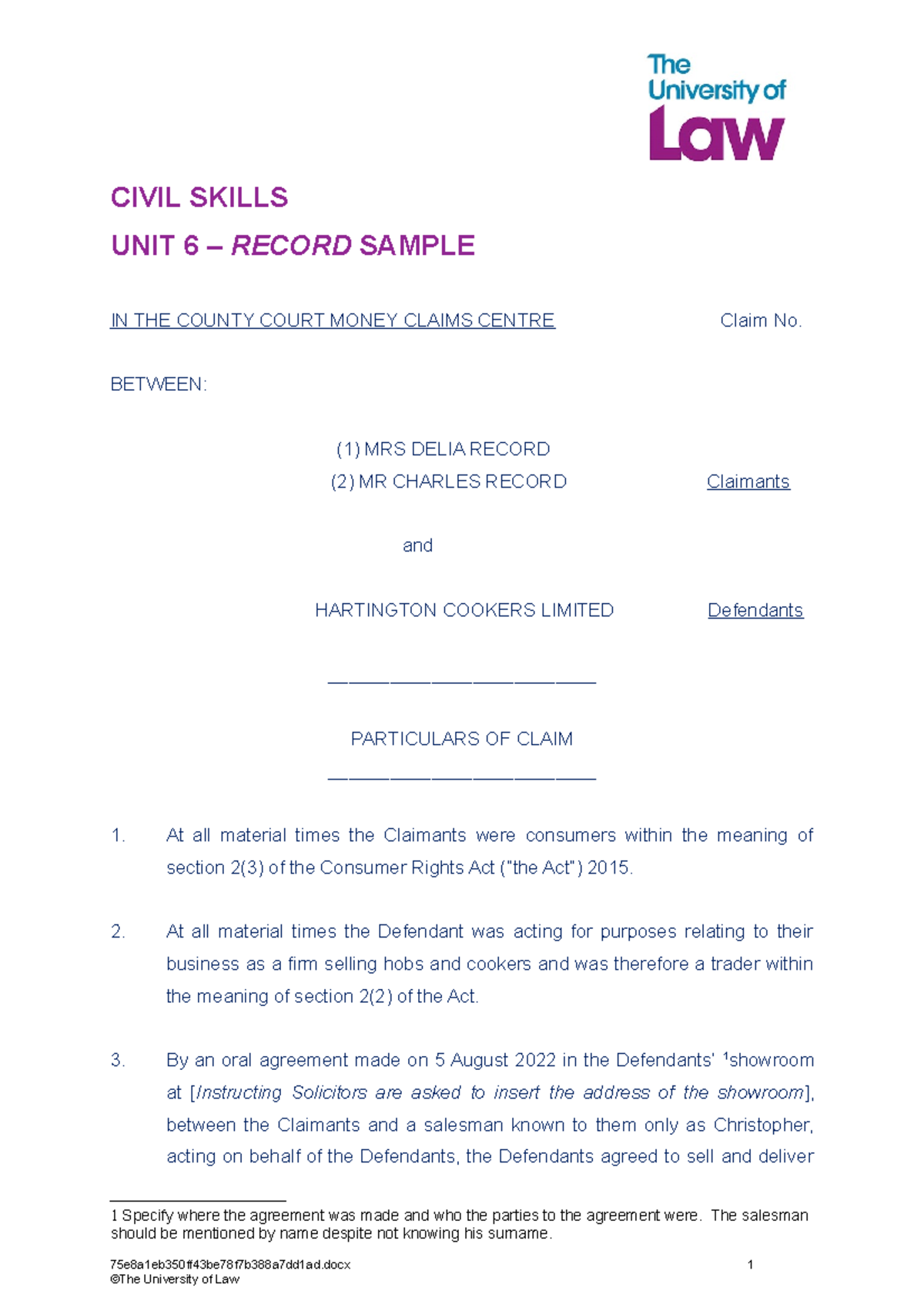 2223 skill civ unit06 ce02 record sample poc - CIVIL SKILLS UNIT 6 ...