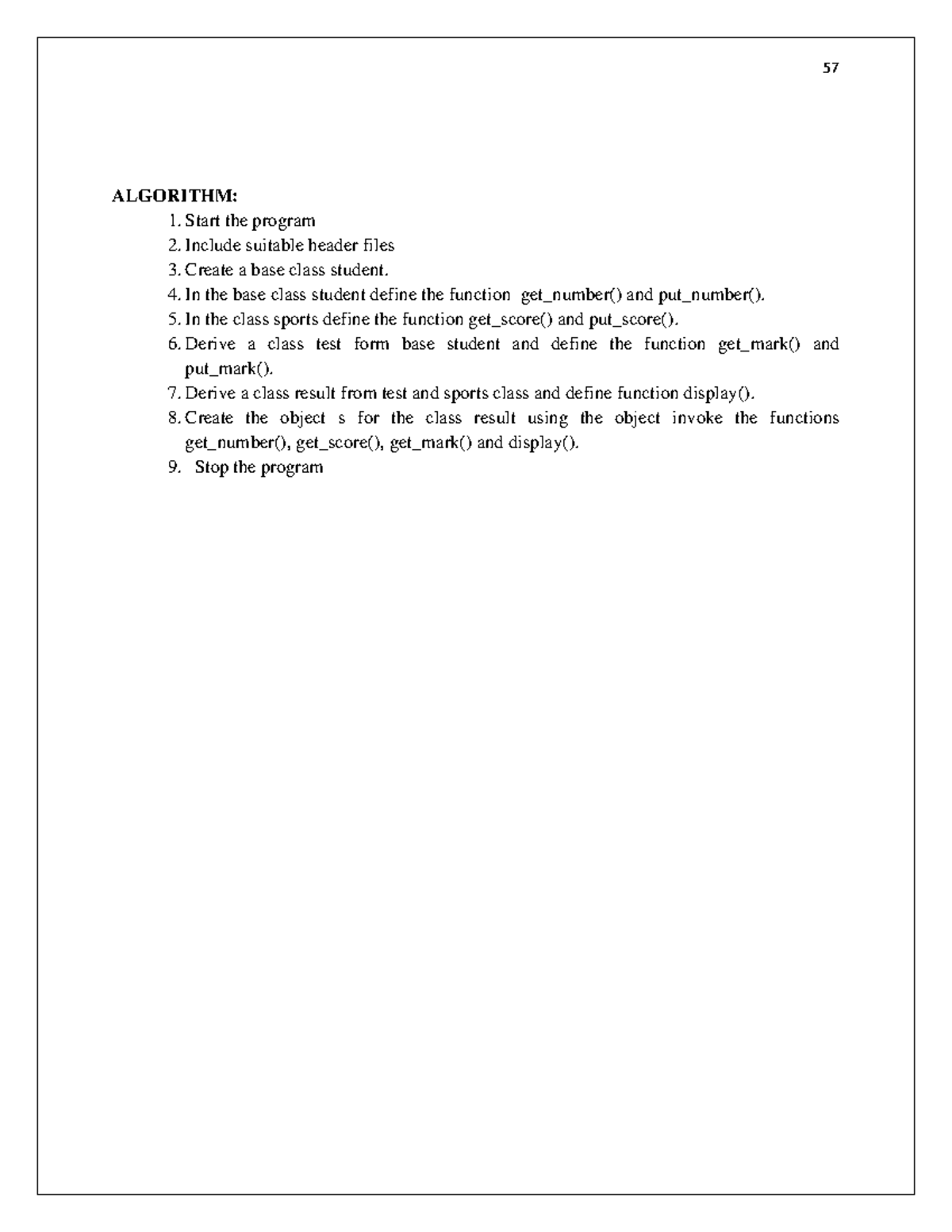 Multilevel Inheritance Algorithm Start The Program Include Suitable 7578