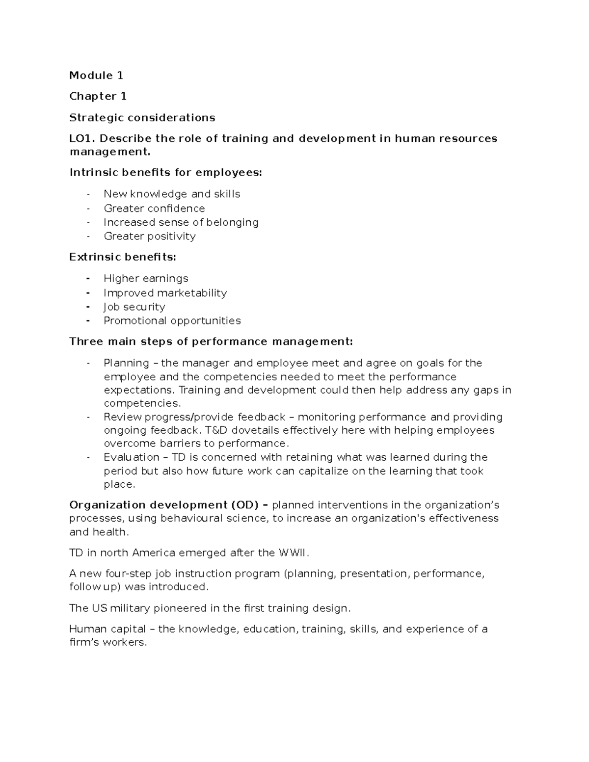 Training and development chapter 1 - Module 1 Chapter 1 Strategic ...