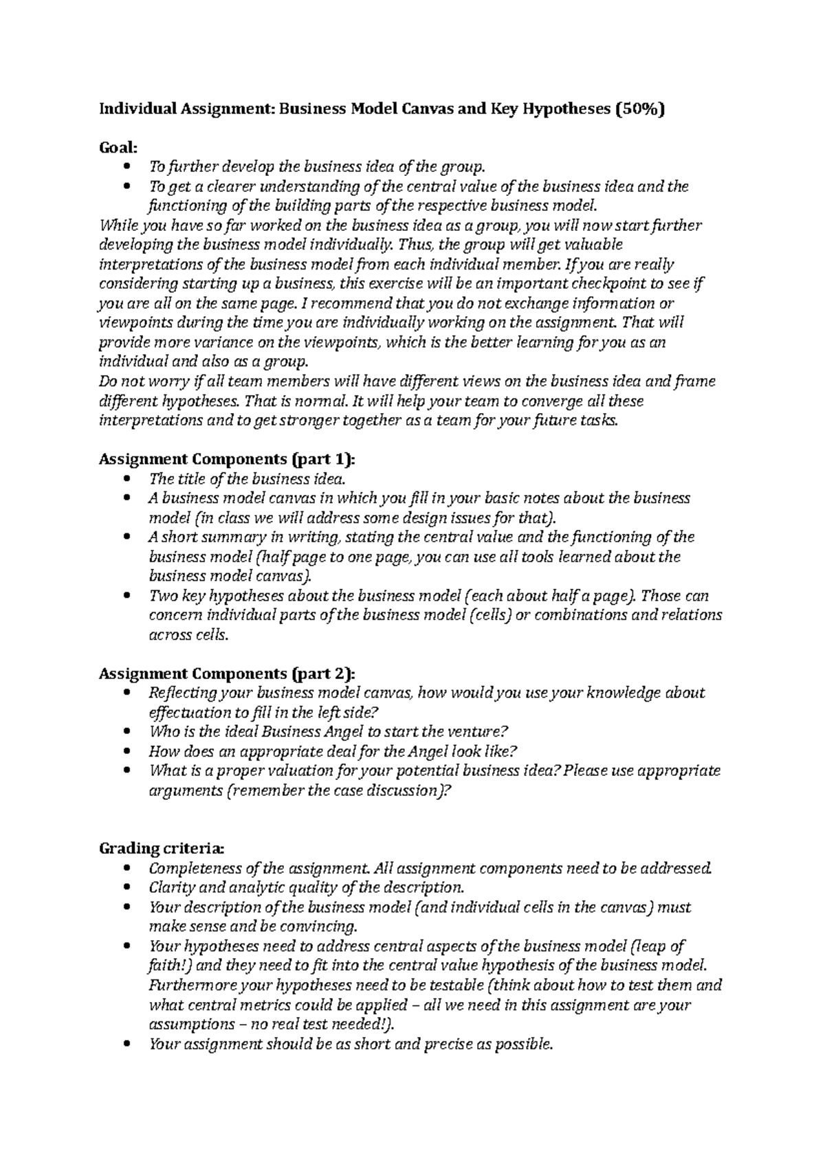 Individual Assignment EXAM MBA - Individual Assignment: Business Model ...