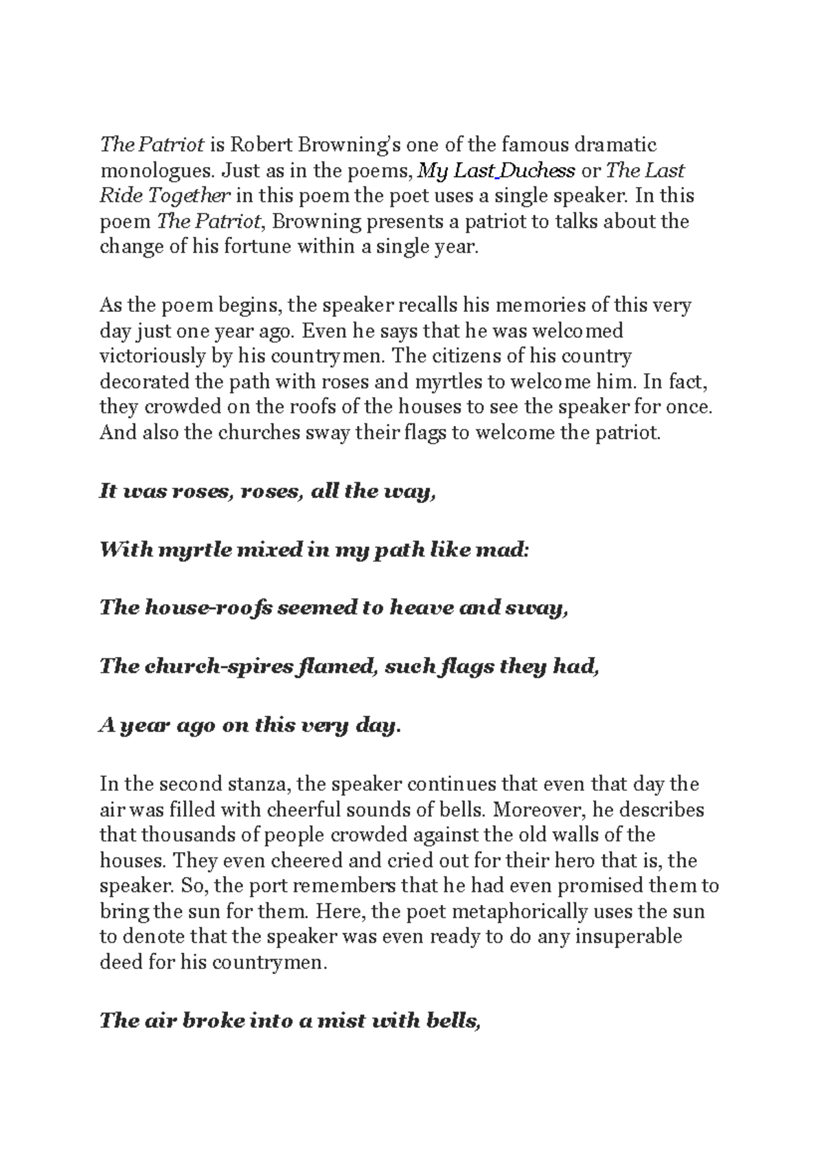 Browning's Patriot - ... - The Patriot is Robert Browning’s one of the ...