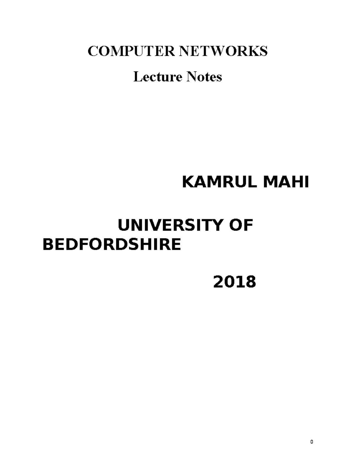 CIS017-1 Lecture Notes - COMPUTER NETWORKS Lecture Notes KAMRUL MAHI ...