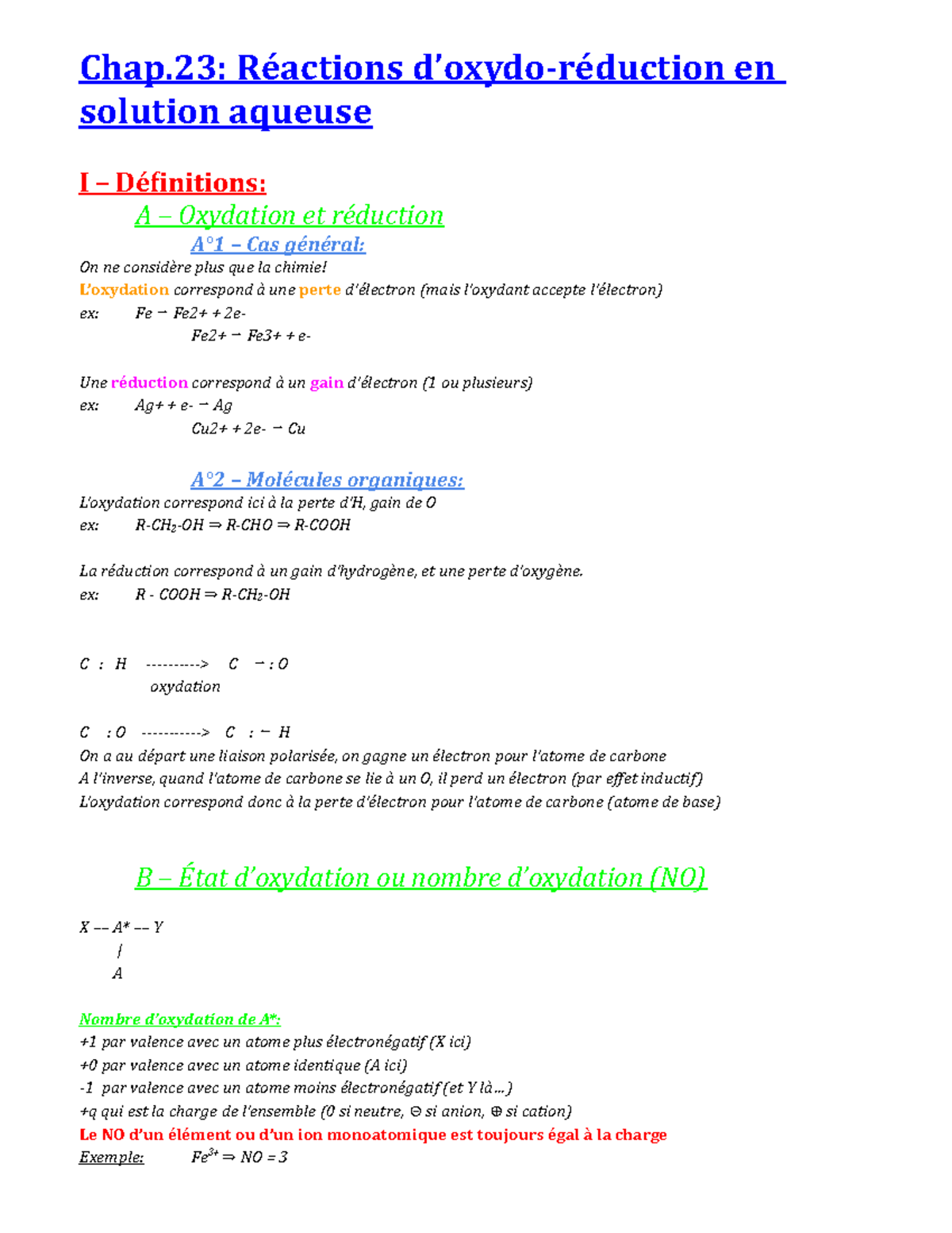 Chimie 23 Réactions d'oxydo-réduction en solution aqueuse - Chap: Réactions d’oxydo-réduction en ...