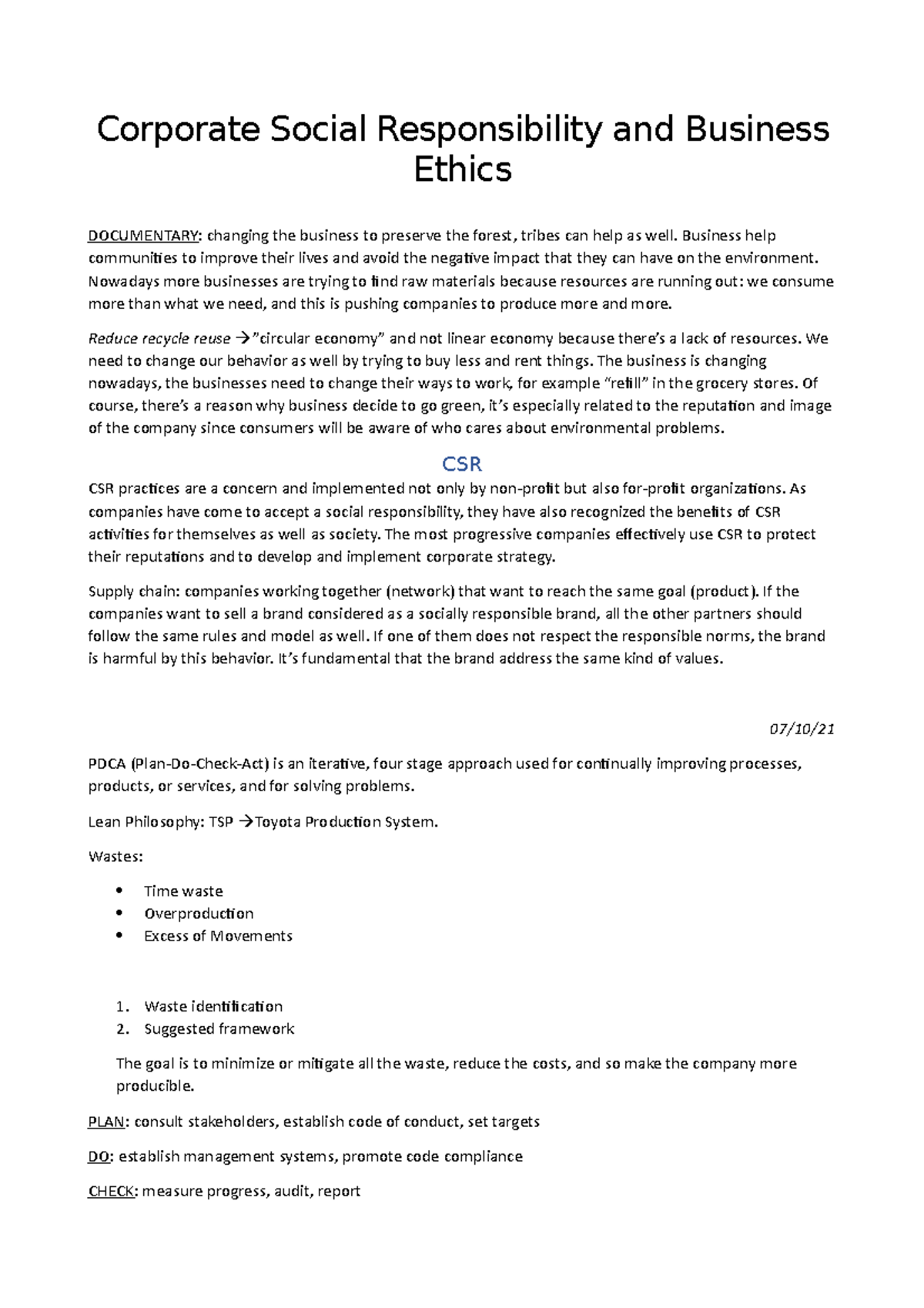 Corporate Social Responsibility and Business Ethics - Corporate Social ...