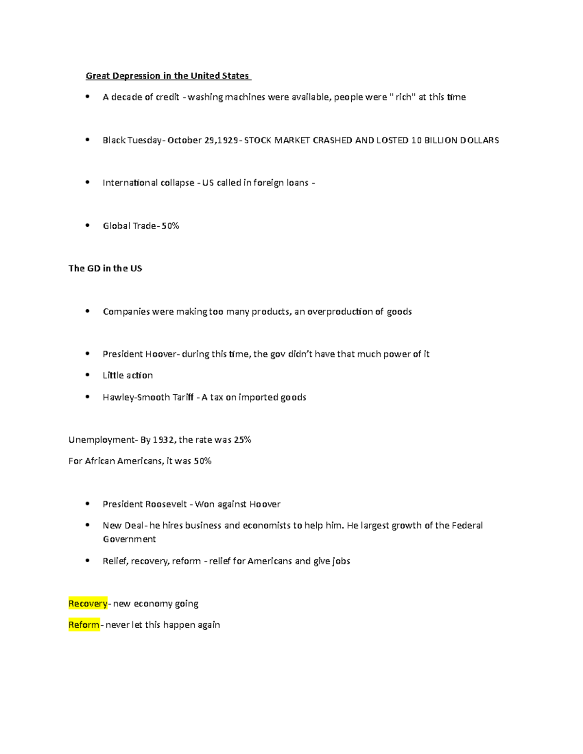 Great Depression in the U.S and the leading of WW2 - Great Depression ...