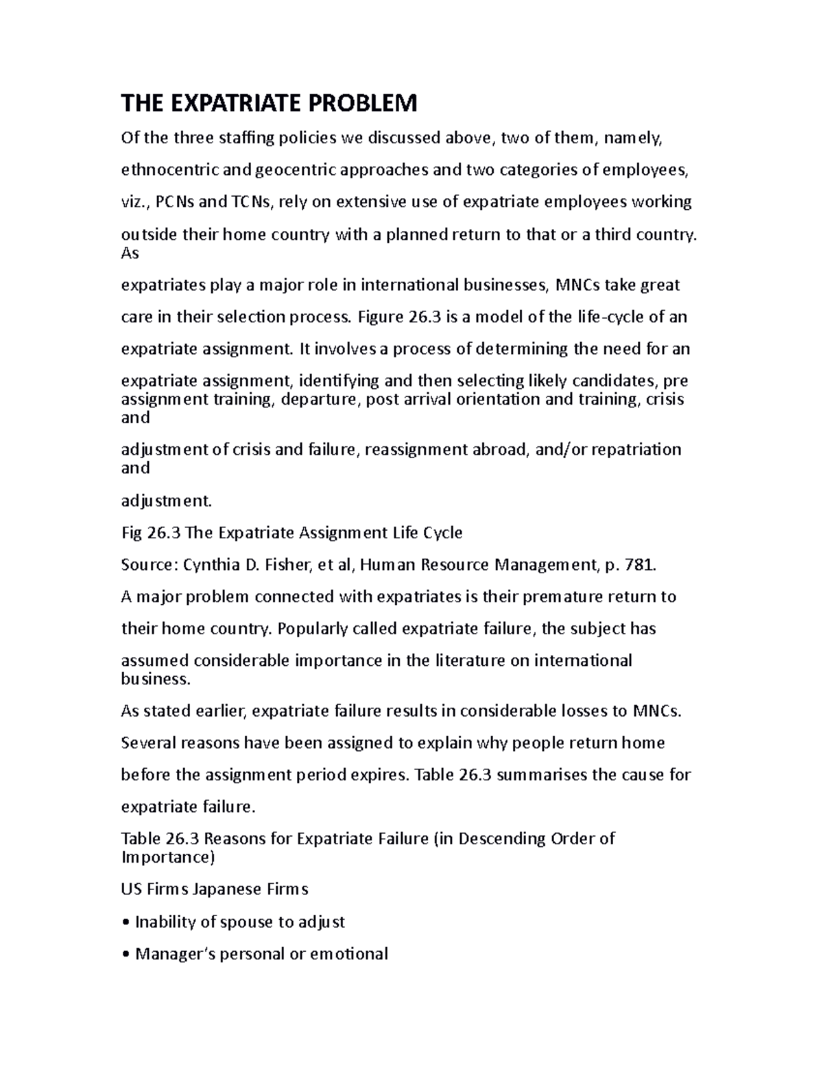 THE Expatriate Problem notes - THE EXPATRIATE PROBLEM Of the three ...