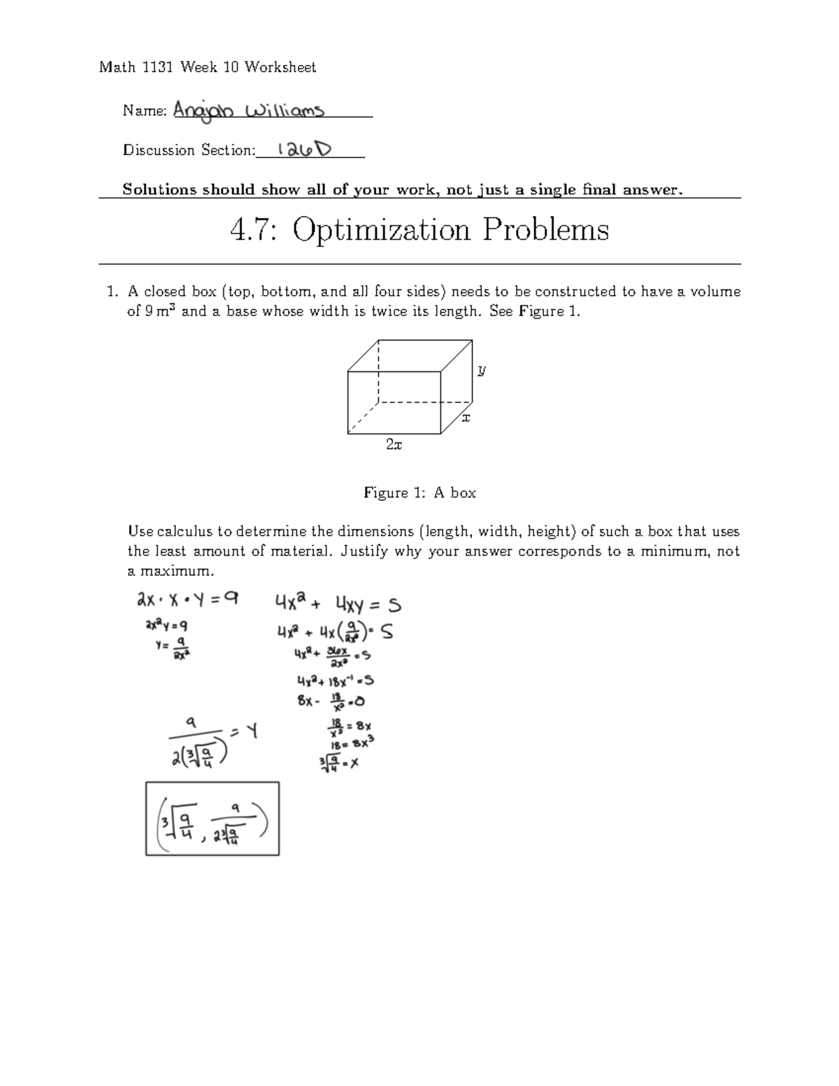 Week10-4 7 4 833 Calculus 2 Worksheet Work - Math 1131 Week 10 ...