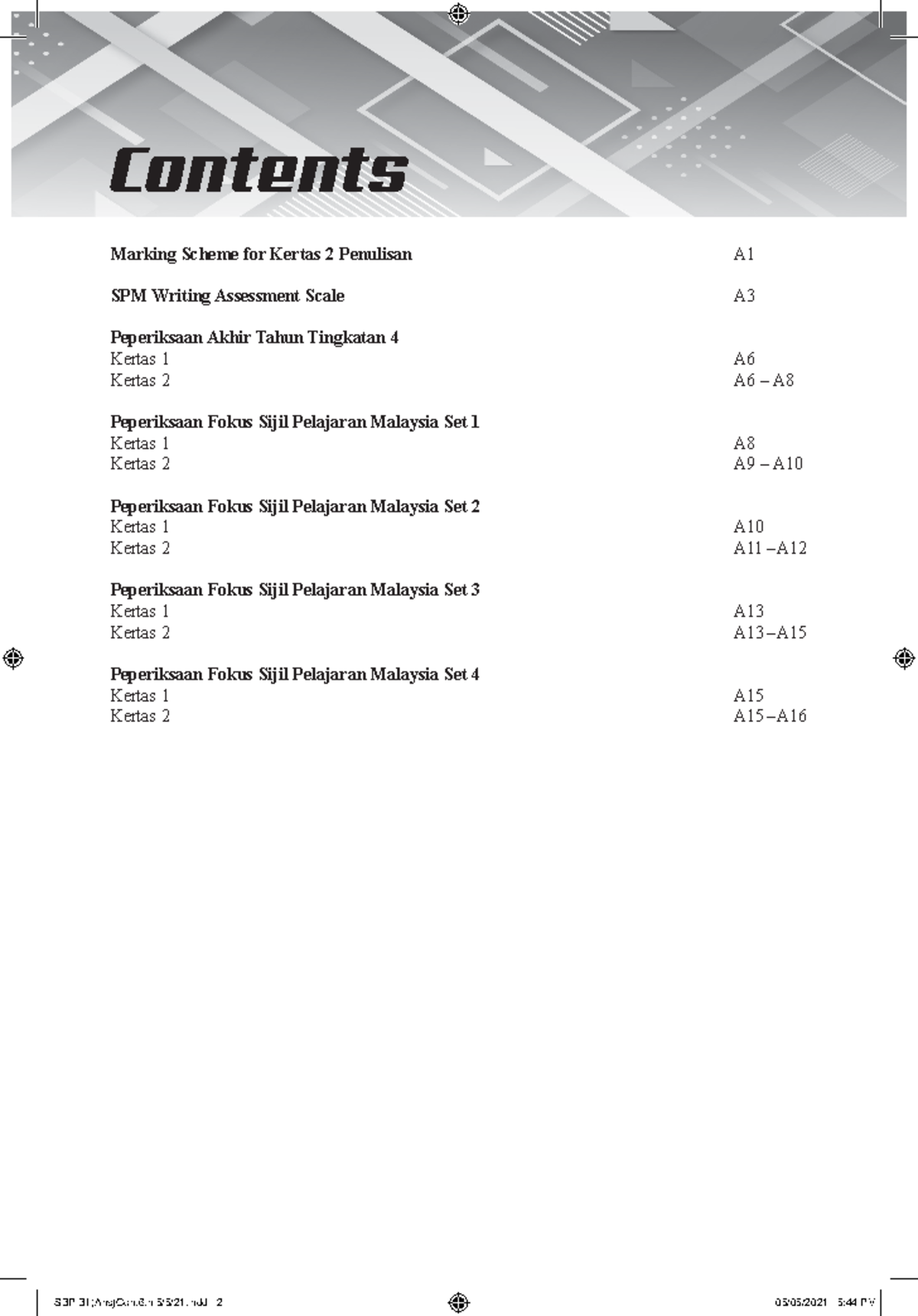 SBP BI Answers - answer - ii Contents Marking Scheme for Kertas 2 ...
