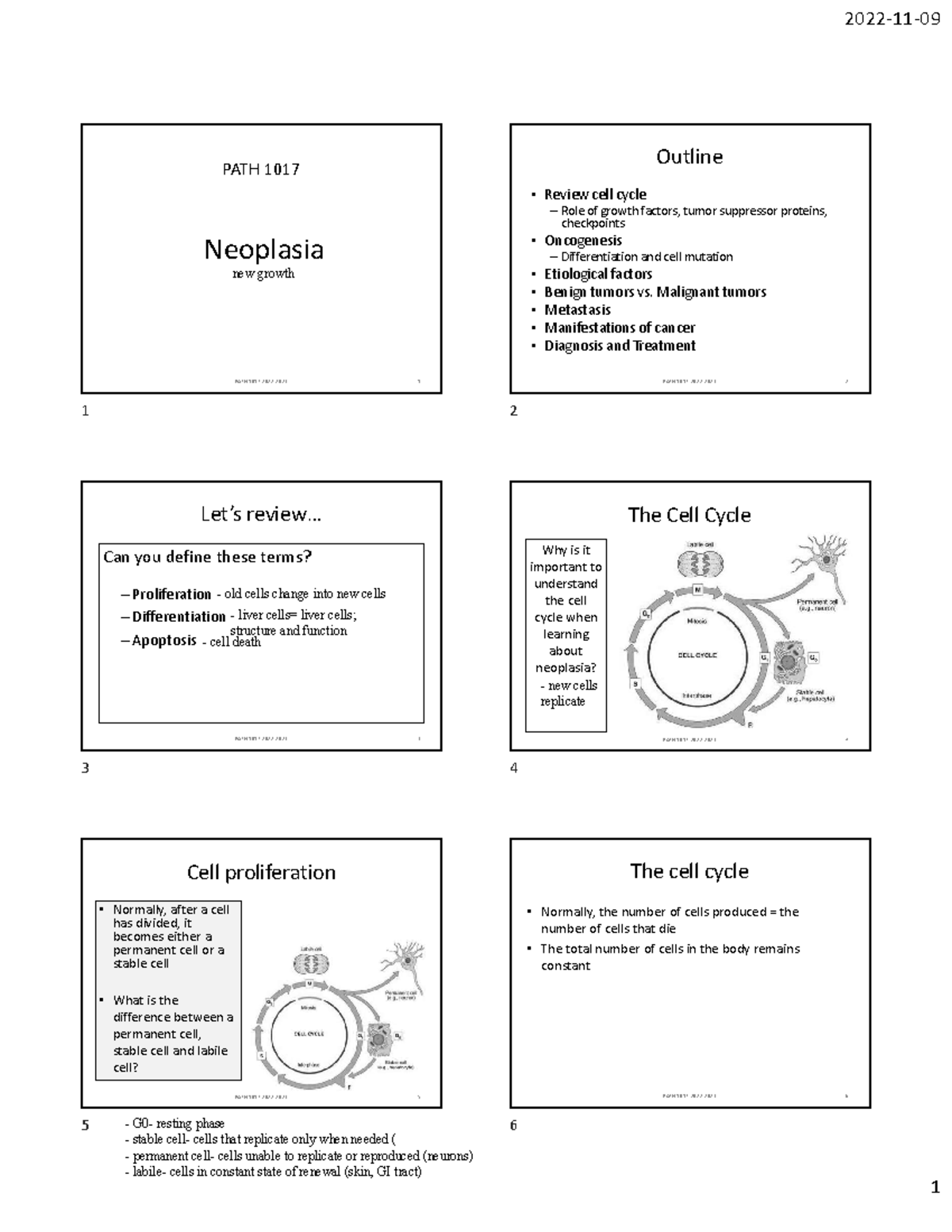 Week 11 neoplasia - PATH 1017 Neoplasia PATH 1017 2022-2023 1 Outline ...