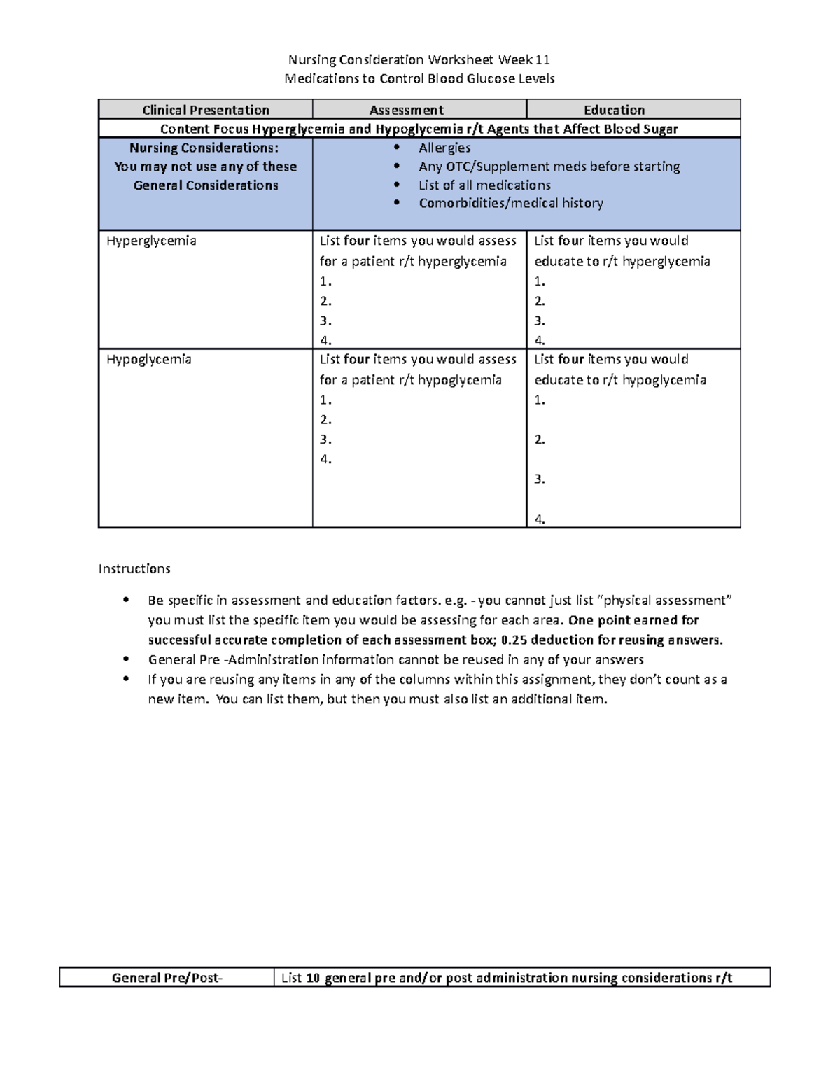 118 BS Nursing Consideration Worksheet Week 11 Student - Nursing ...
