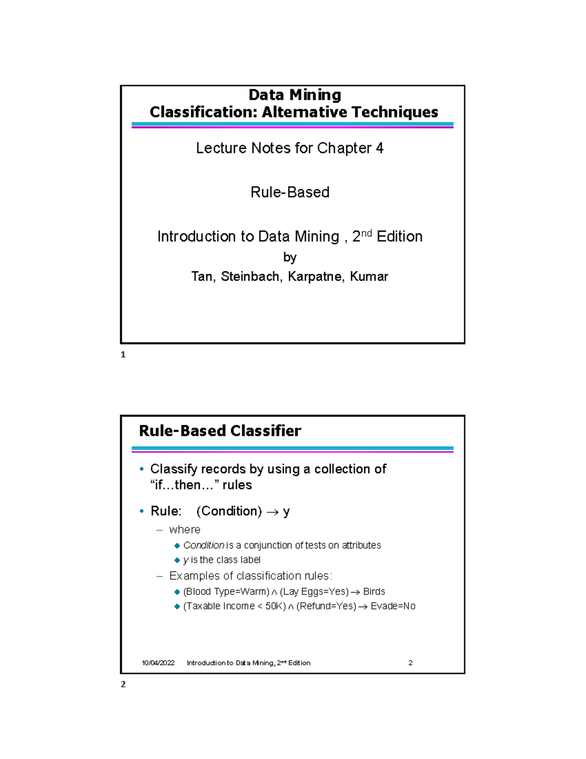 Chap4 rule based - abc - Data Mining Classification: Alternative ...