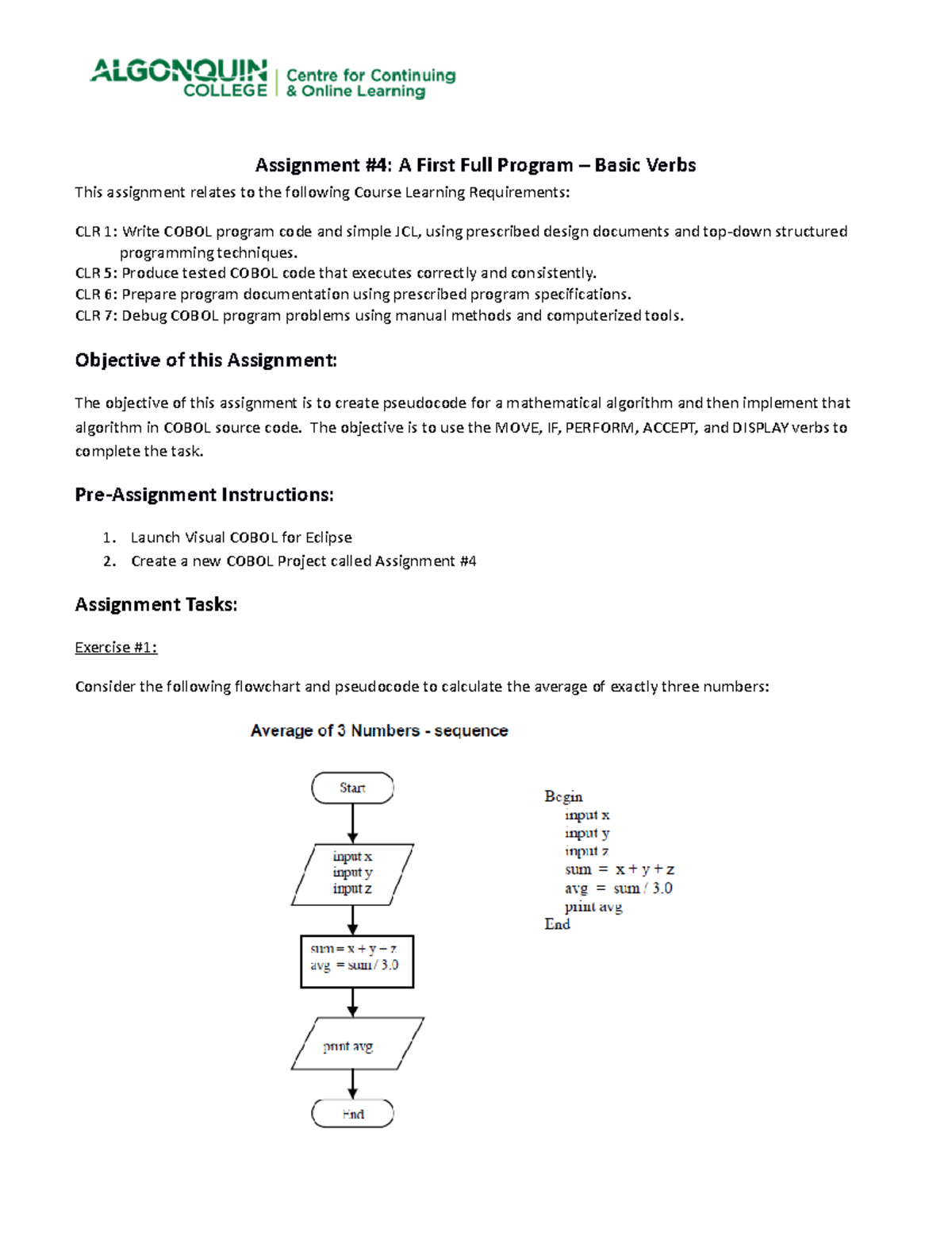 CST8283 Assignment #4 - AS4 - Assignment #4: A First Full Program – Basic Verbs This assignment ...