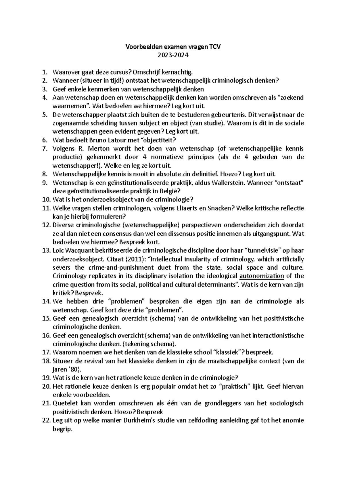 Voorbeelden TCV vragen - Voorbeelden examen vragen TCV 2023 - 2024 ...