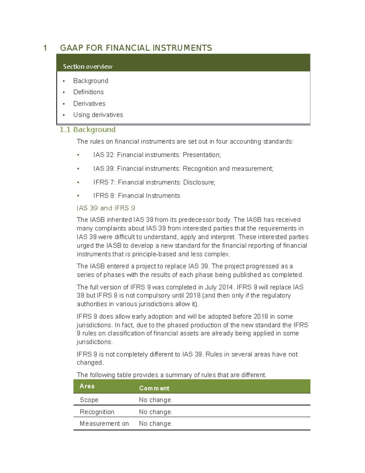 GAAP For Financial Instruments - 1 GAAP FOR FINANCIAL INSTRUMENTS ...
