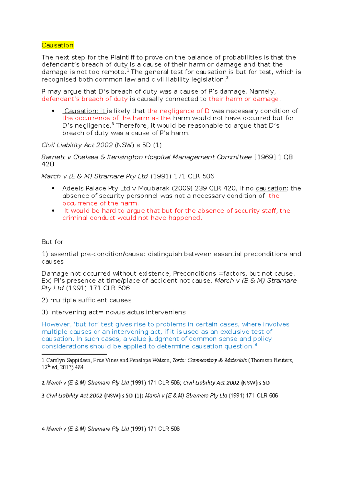 Causation S - Torts hypothetical problem solving exam preparation ...