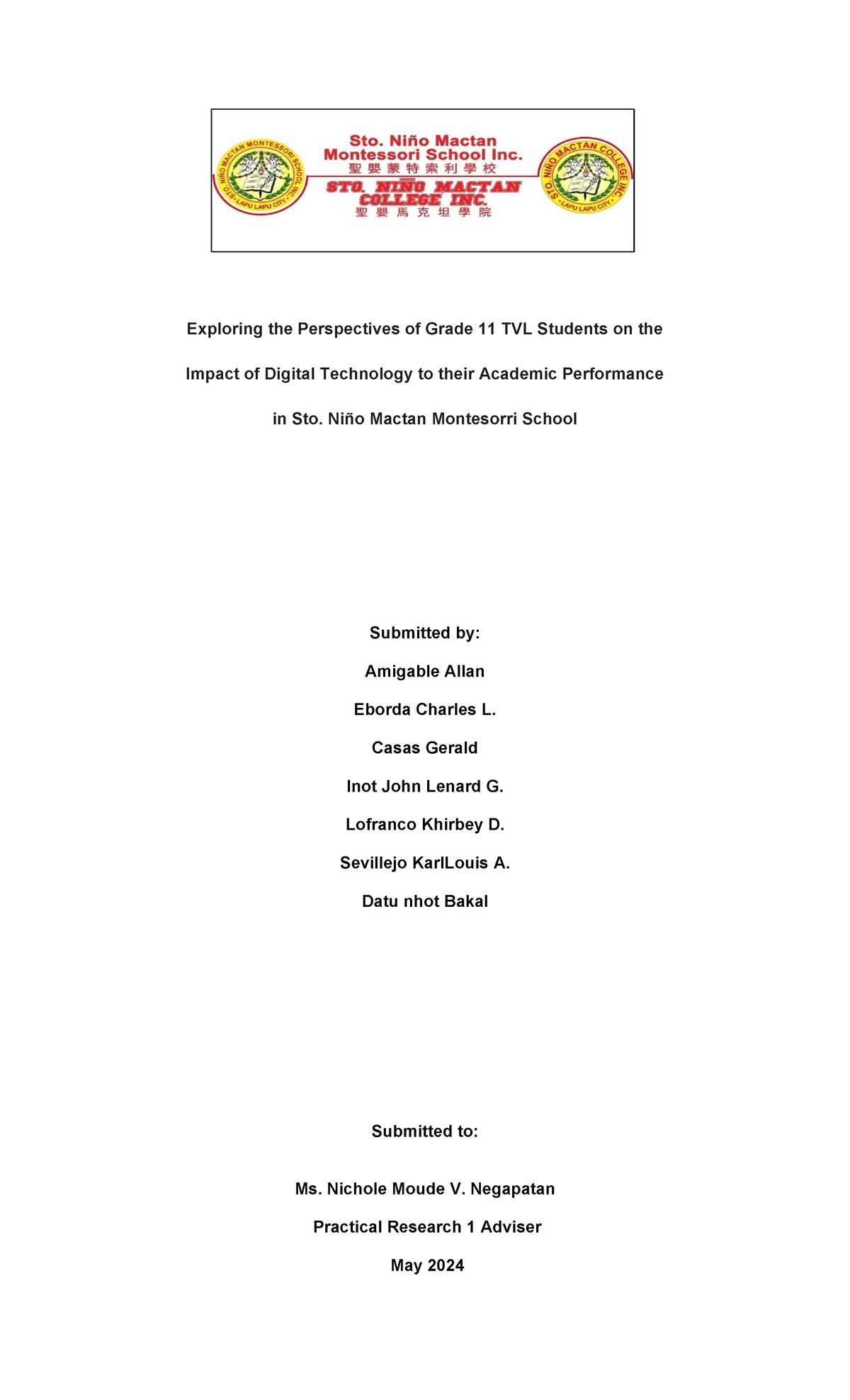 Chapter 1 - Exploring the Perspectives of Grade 11 TVL Students on the ...