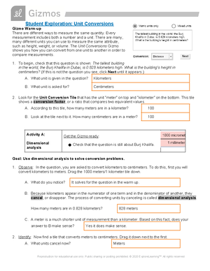 Gizmos Chemical Equations Lab Report Document - Name: Date: Student ...
