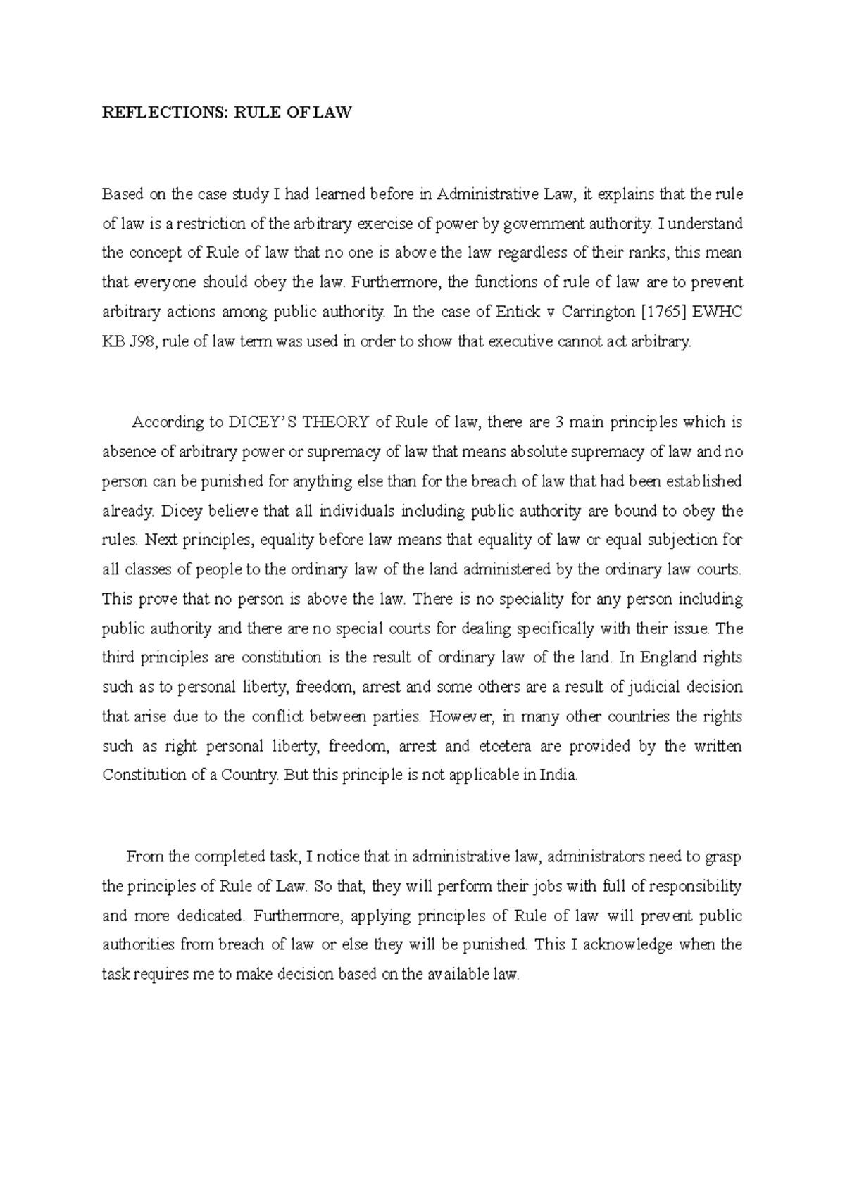 Reflection law 507 (Rule of Law) - REFLECTIONS: RULE OF LAW Based on ...