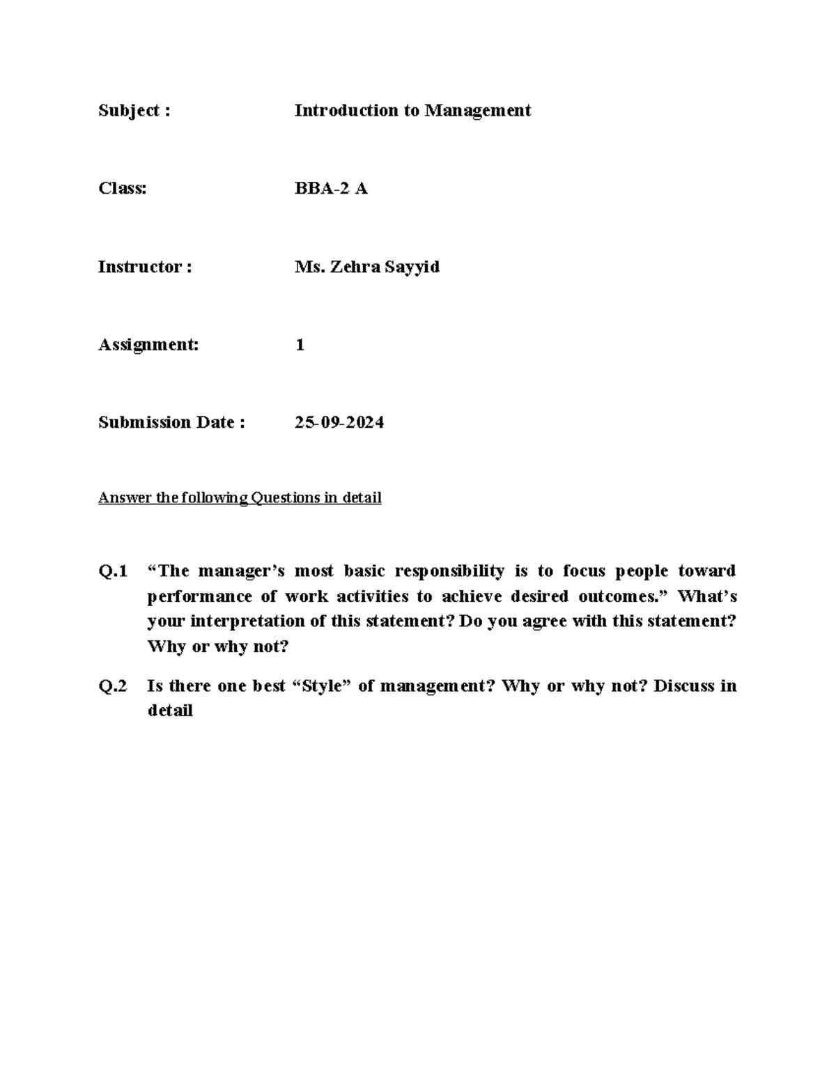 ITM Assignment 1 FA24 - give as much as additional information as ...