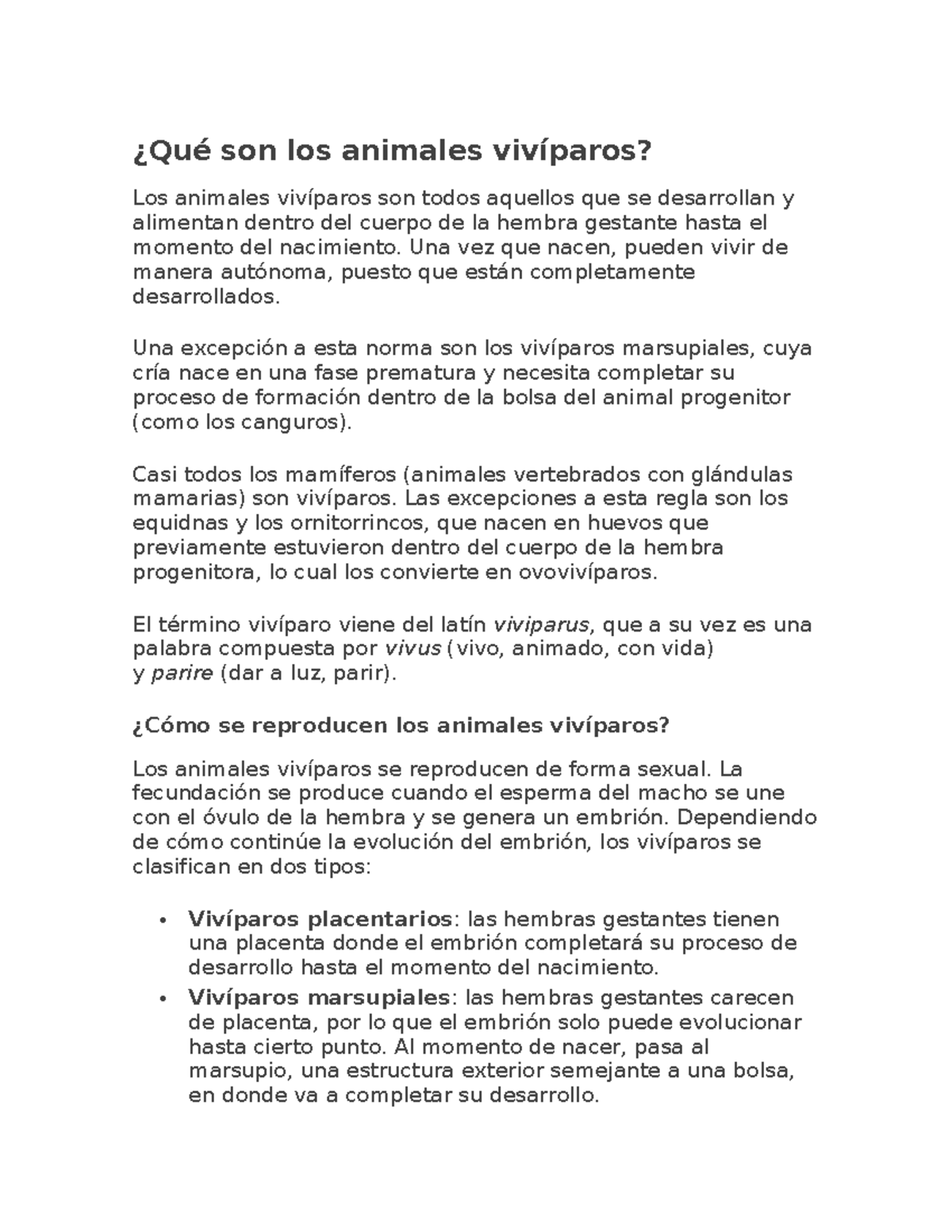 Animales viviparos y oviparos - ¿Qué son los animales vivíparos? Los ...