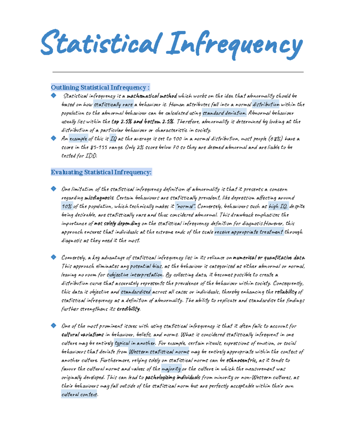 Statistical Infrequency - Google Docs - Outlining Statistical ...