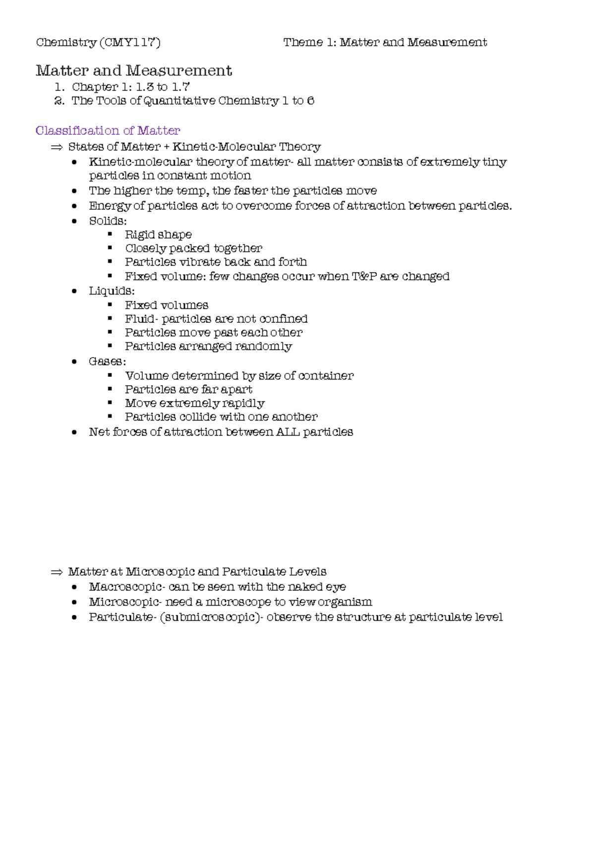 Theme 1- Matter and Measurement - Chapter 1: 1 to 1 2. The Tools of ...