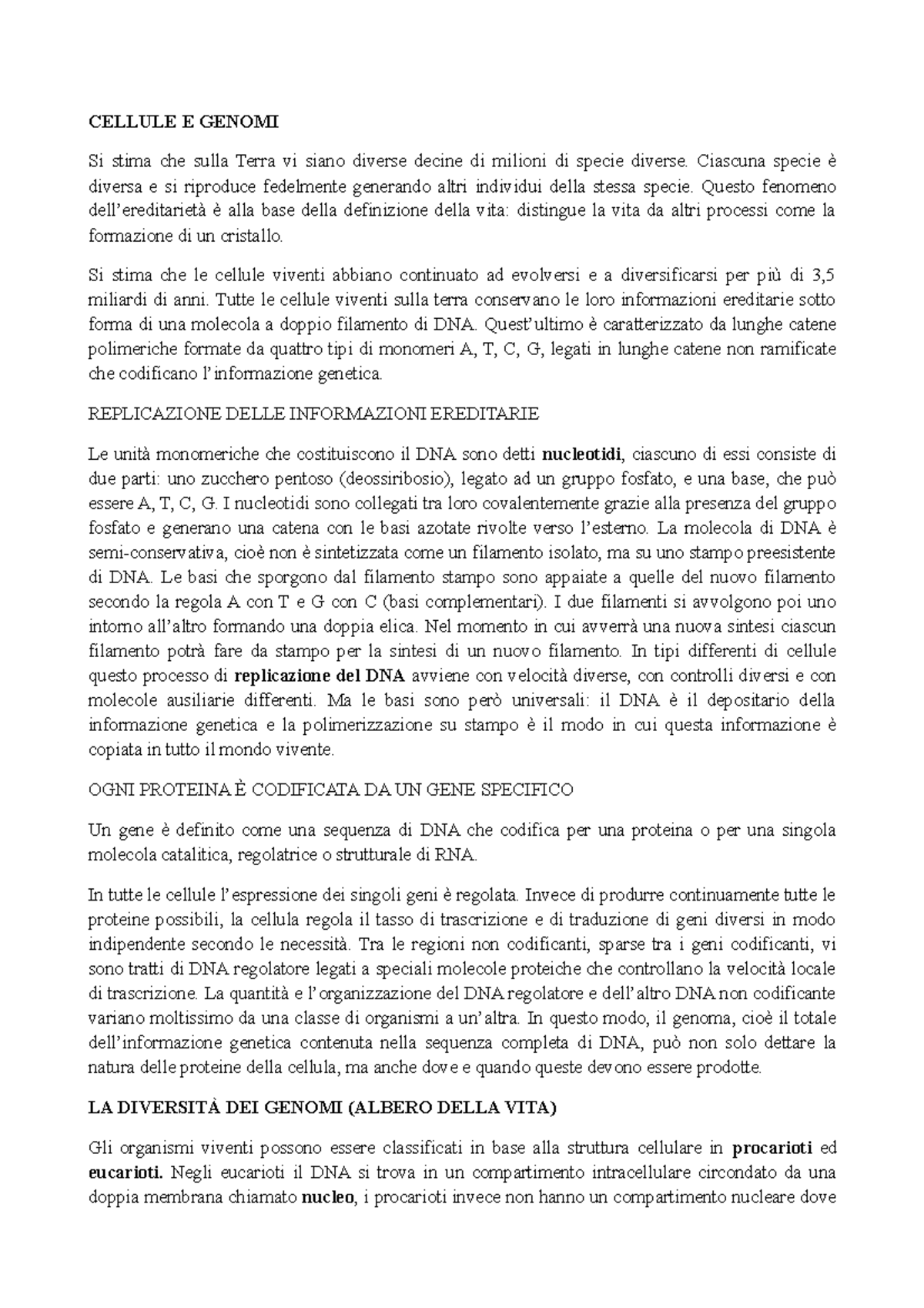 DNA,cromosomi e genomi - CELLULE E GENOMI Si stima che sulla Terra vi ...