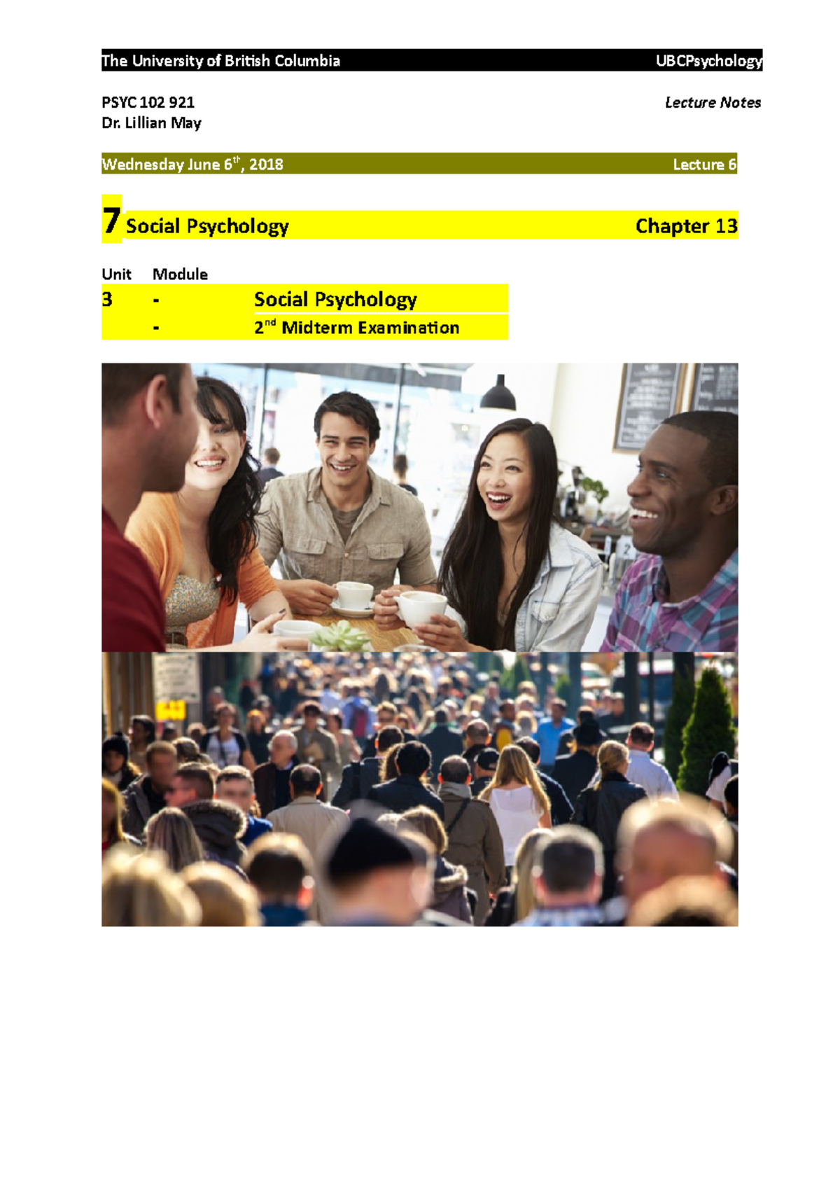 13 Social Psychology - Lecture notes 13 - The University of British ...